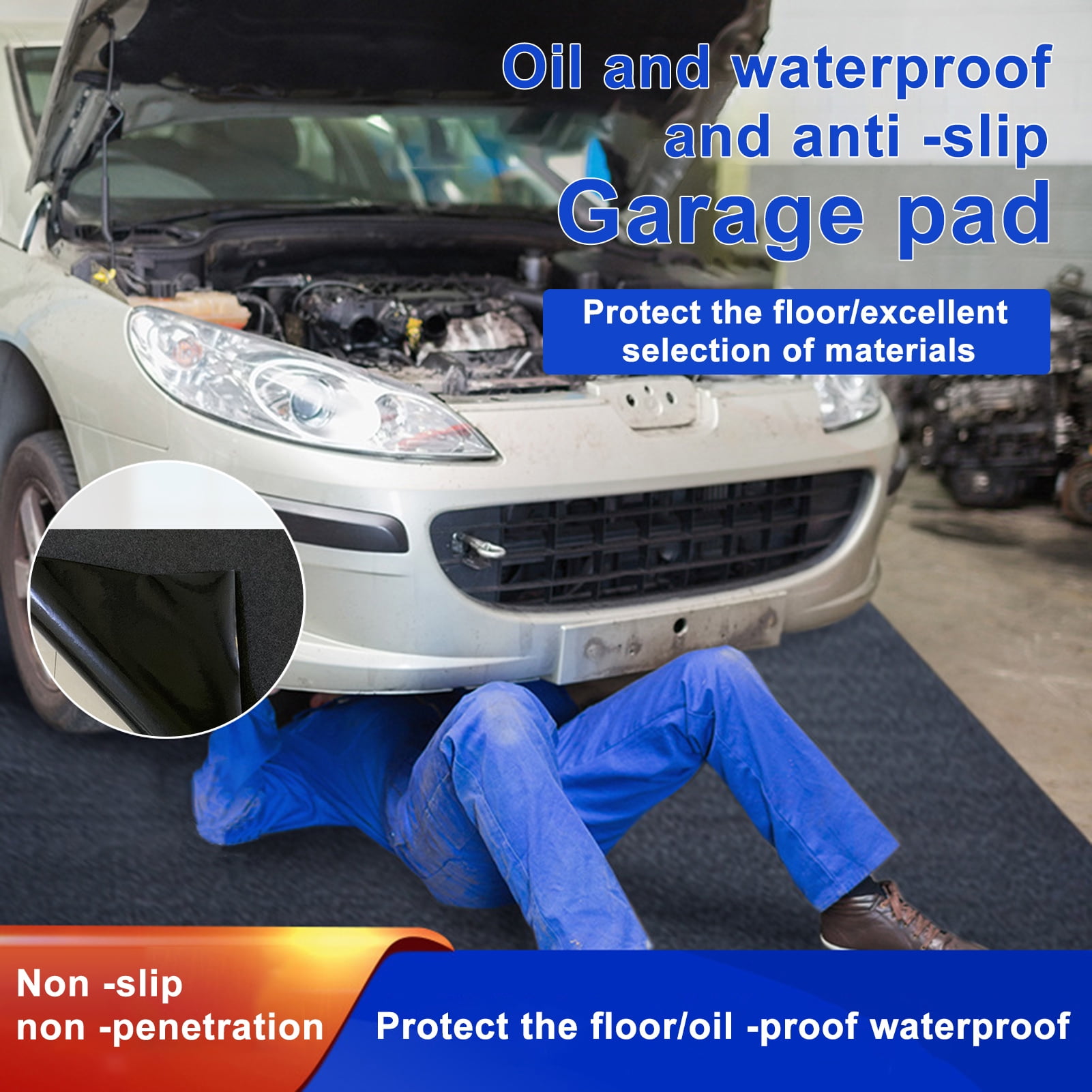 Yedigre Rectangle Garage Floor Mat for Under Car, Dark Grey Garage ...