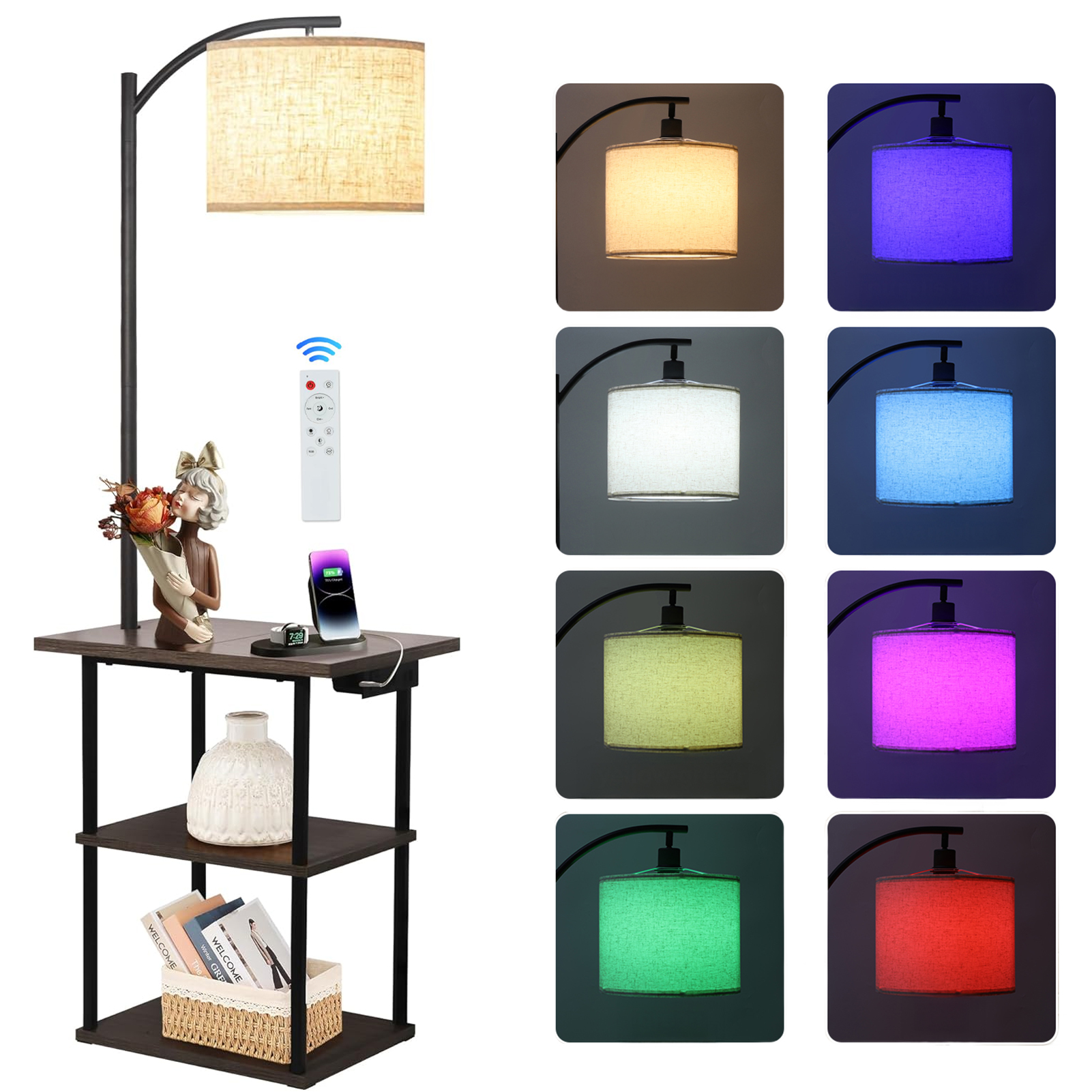Yedigre Smart Adjustable Floor Lamp – Remote Control, 7 Colors & 3 ...