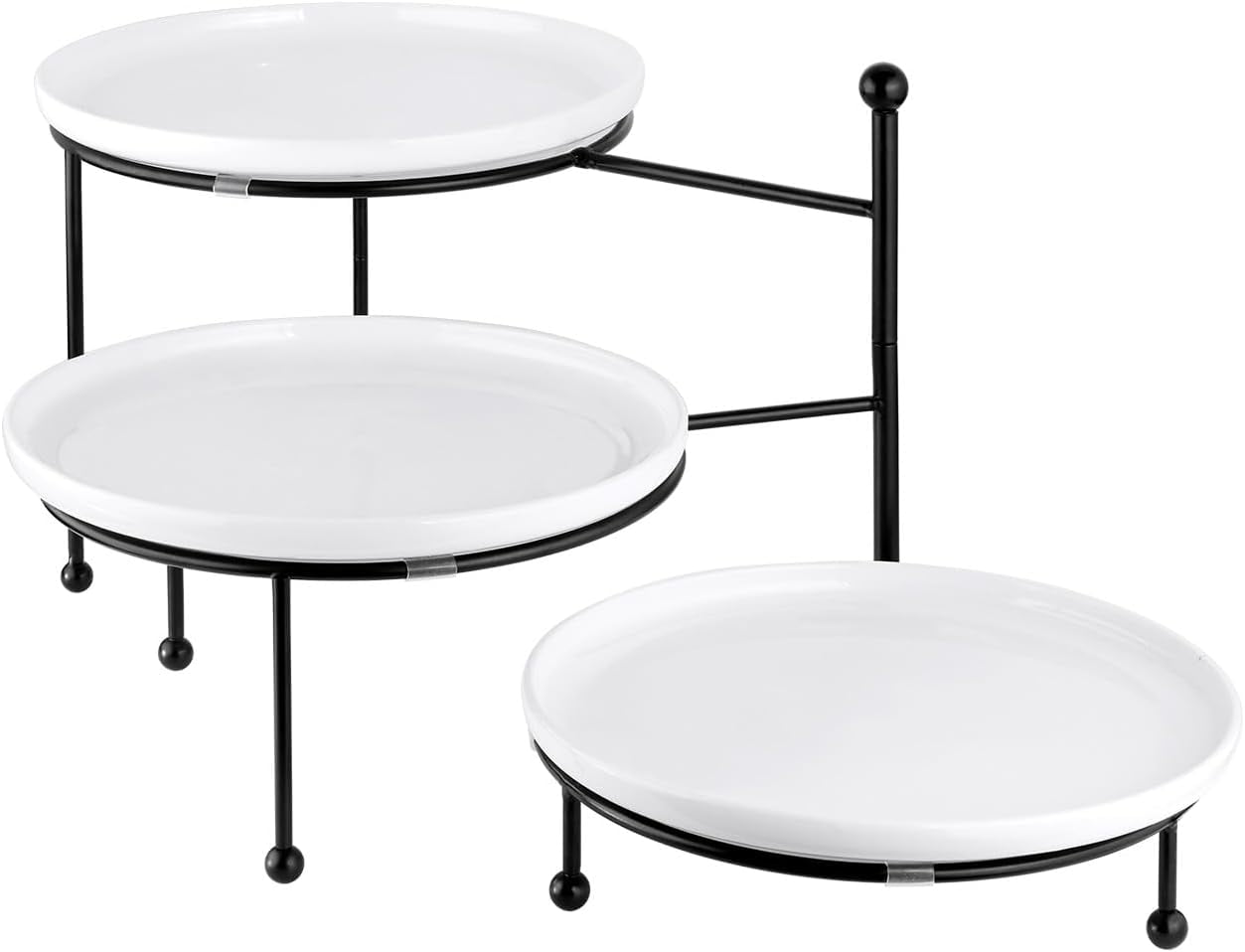 Yedio 3 Tiered Serving Stand with White Porcelain Plates, 10" Round ...