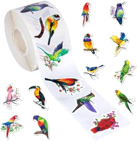Yedobee 1000Pcs Tropical Birds Stickers Roll Realistic Rainforest Bird ...