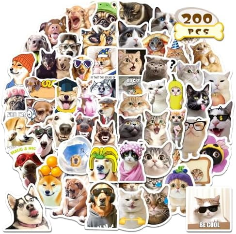 Yedobee 200 PCS Cat and Dog Meme Stickers Pack, Funny Meme Pet Stickers ...
