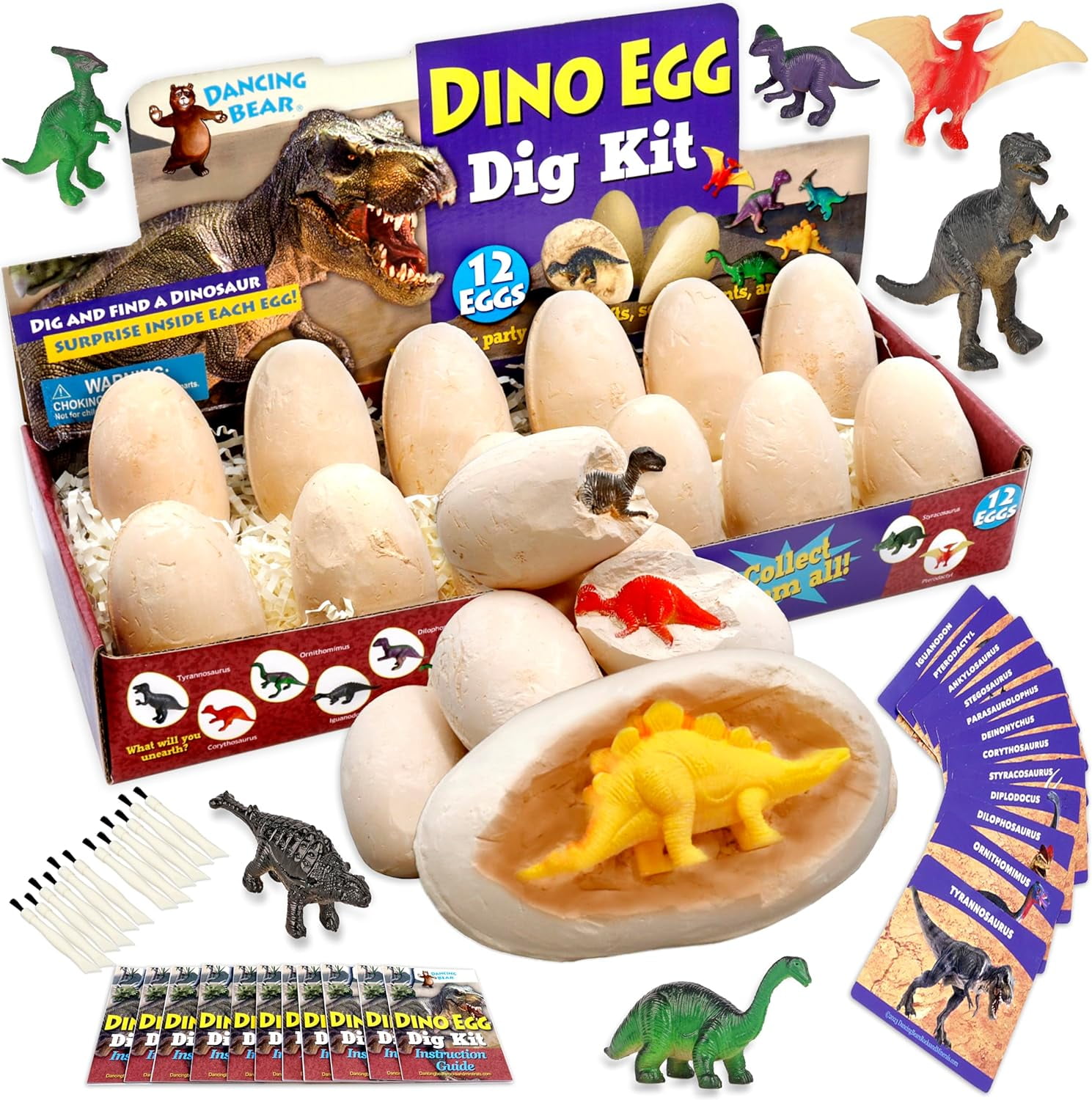 Yedobee Dinosaur Egg Dig Kit Party Pack for 12 Kids, Excavate 12 ...