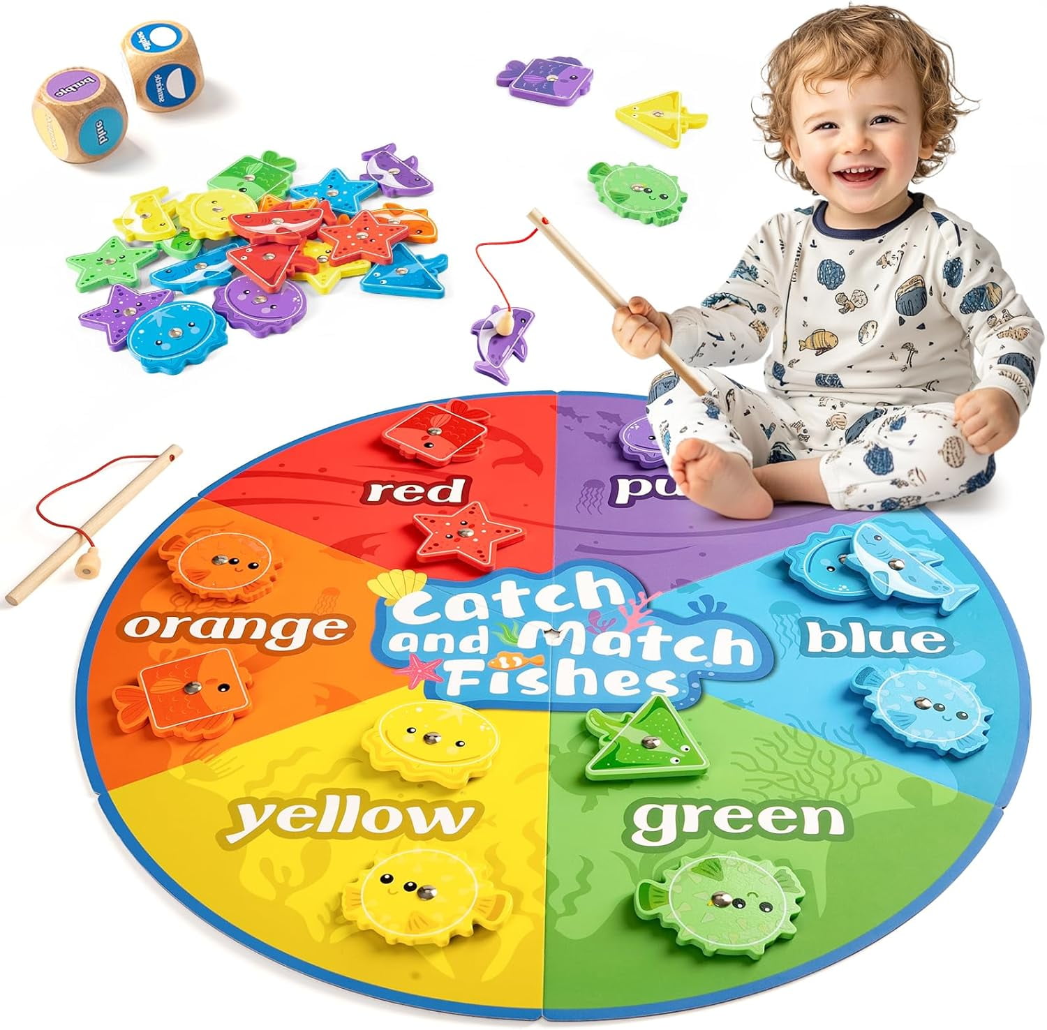 Yedobee Magnetic Fishing Game, Wooden Fishing Montessori Toys for ...