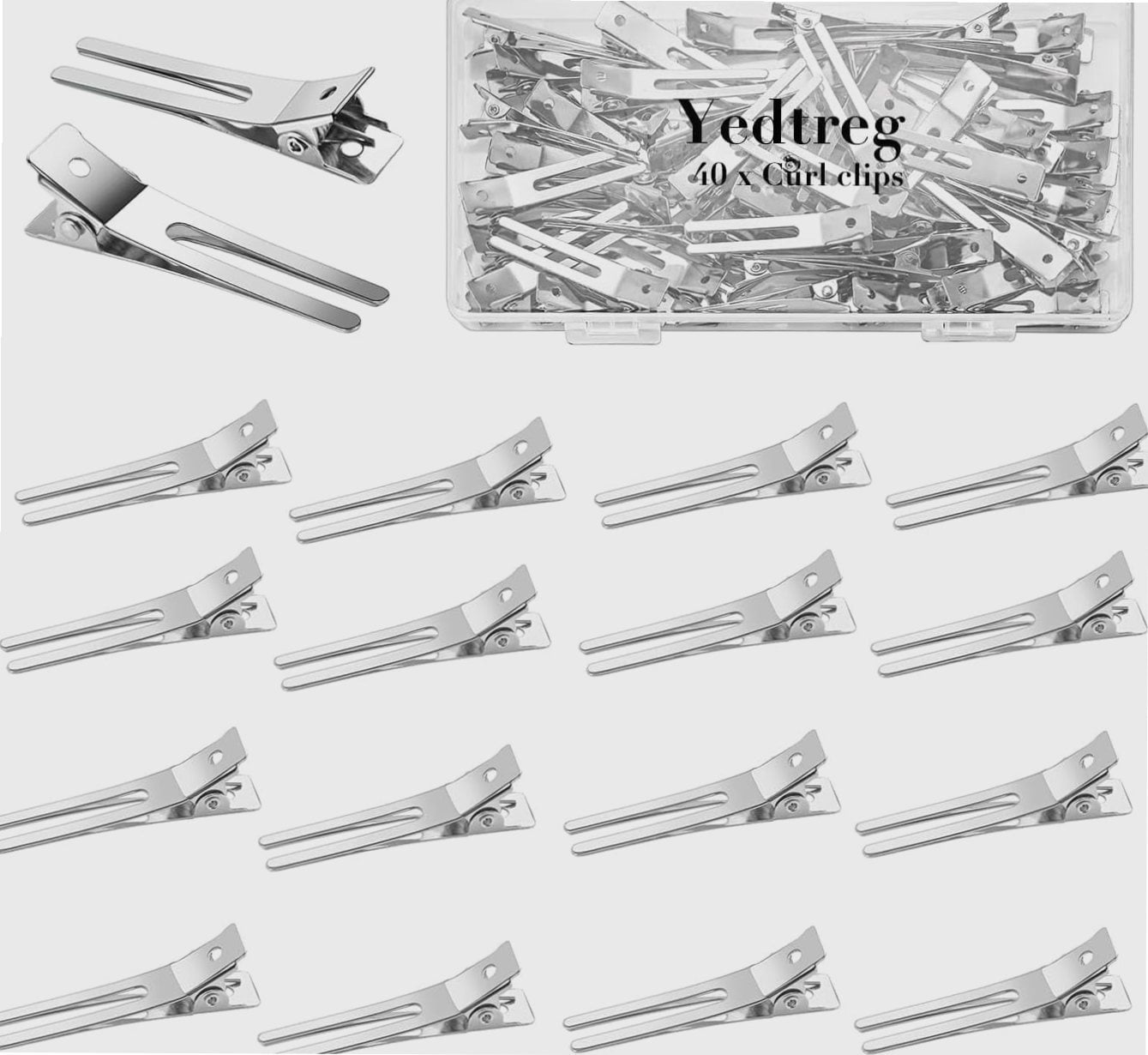Yedterg 40pcs Pin Curl Clips for Hair, Double Prong Hair Clips for ...