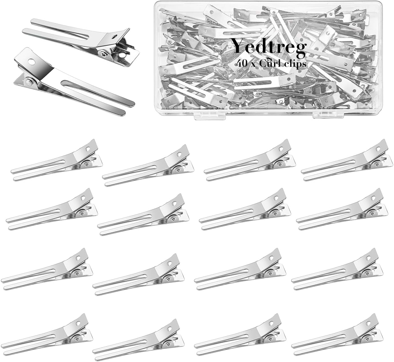 Yedterg 40pcs Pin Curl Clips for Hair, Double Prong Hair Clips for ...