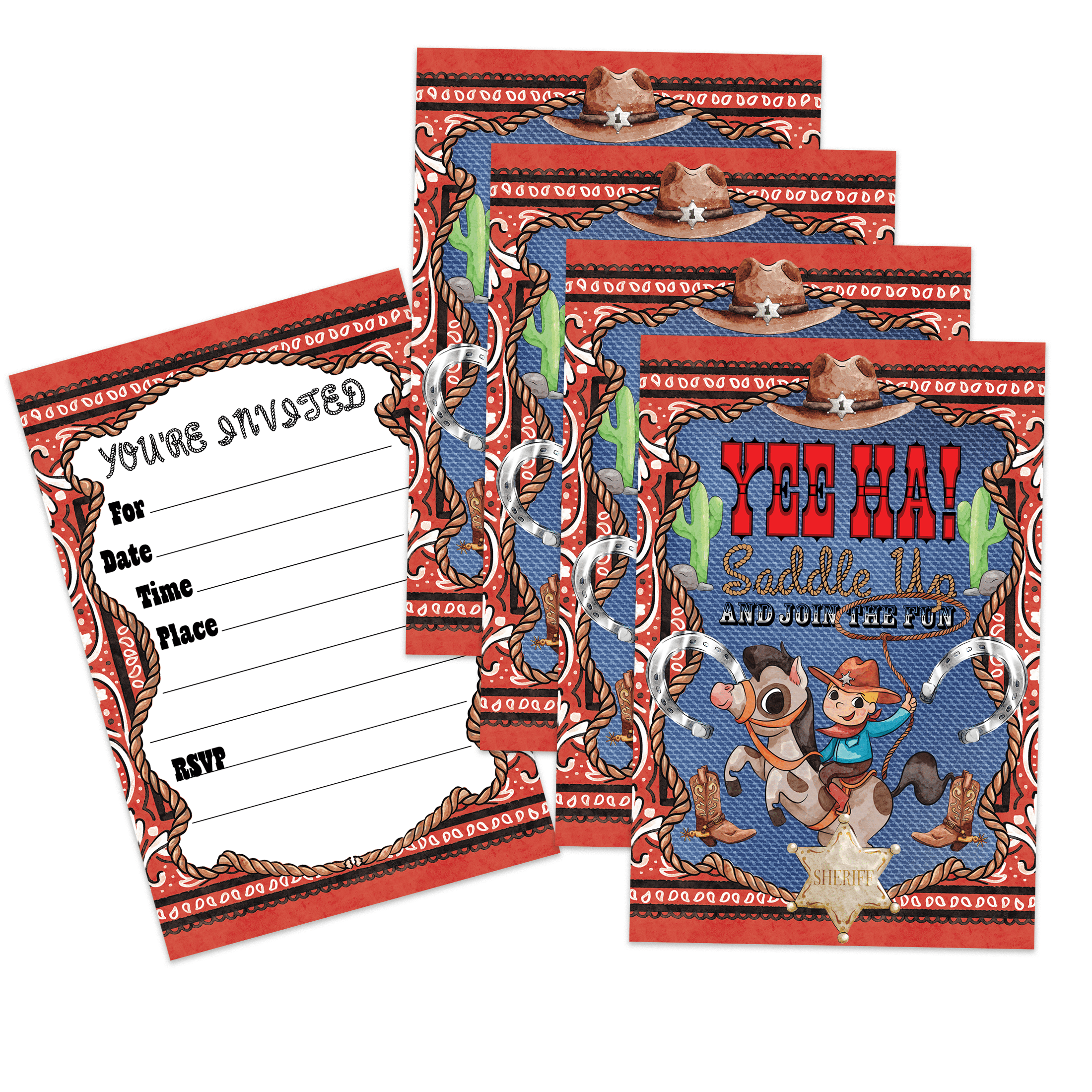 Yee Ha Cowboy Birthday Party Invitations (20) - Walmart.com