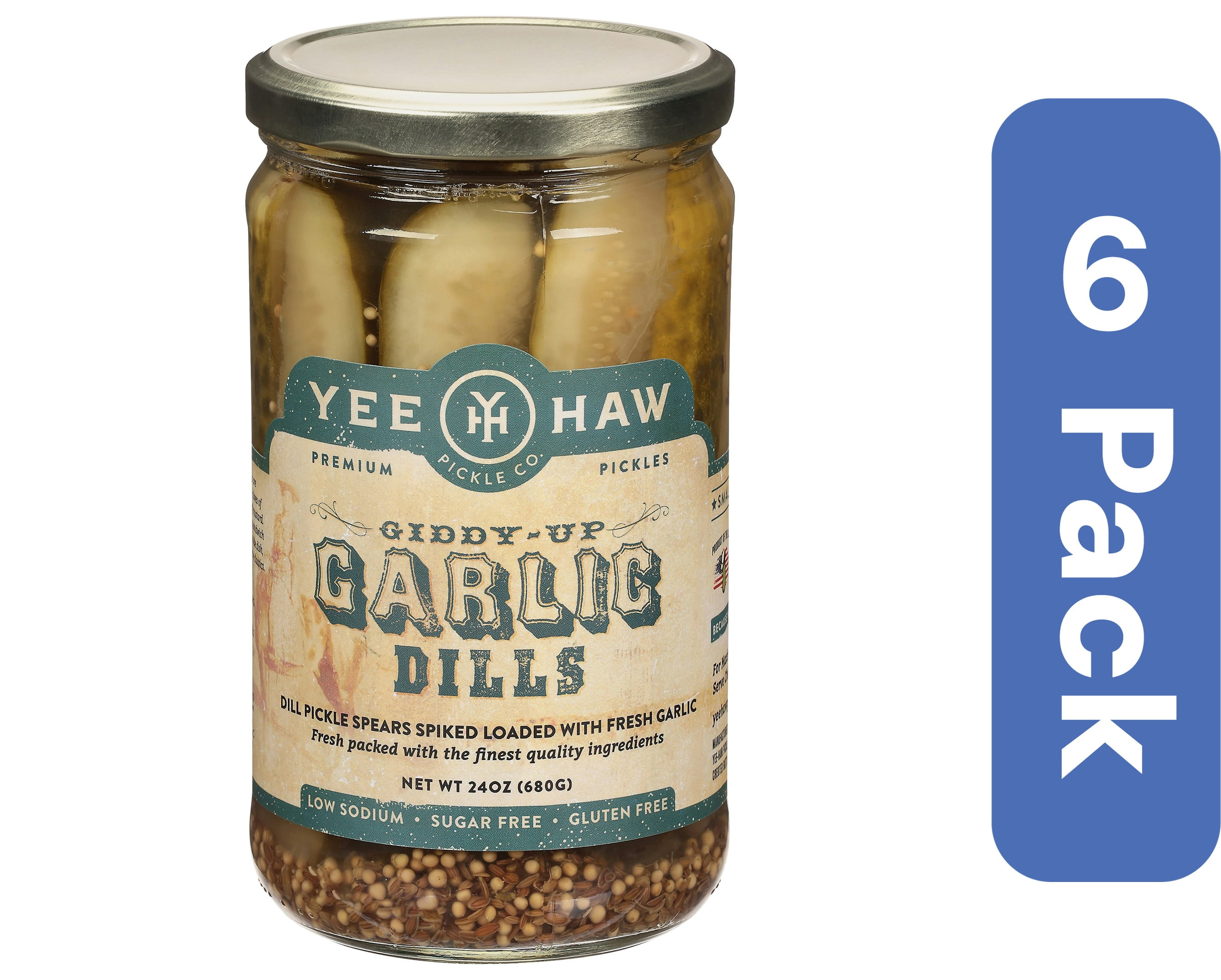 Yee Haw Pickle Company Giddy Up Garlic Dill Pickles 24 oz (Pack Of 6 ...