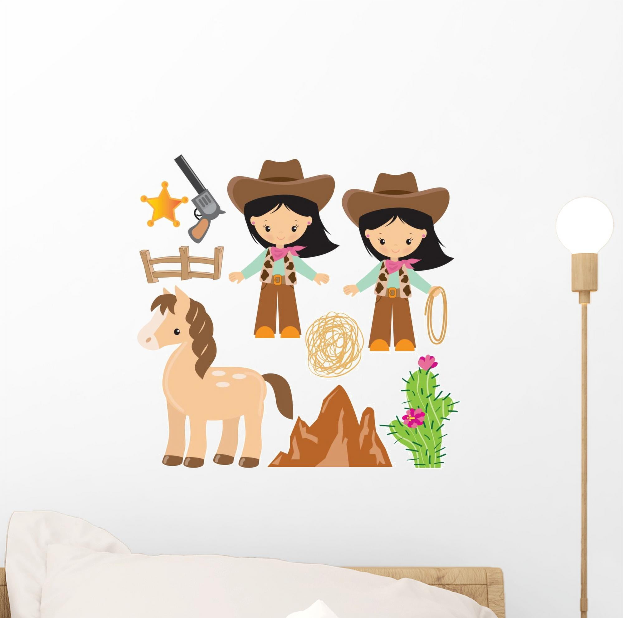 Yee-haw Cartoon Cowgirl Wall Decal Sticker Set Wallmonkeys Peel and ...