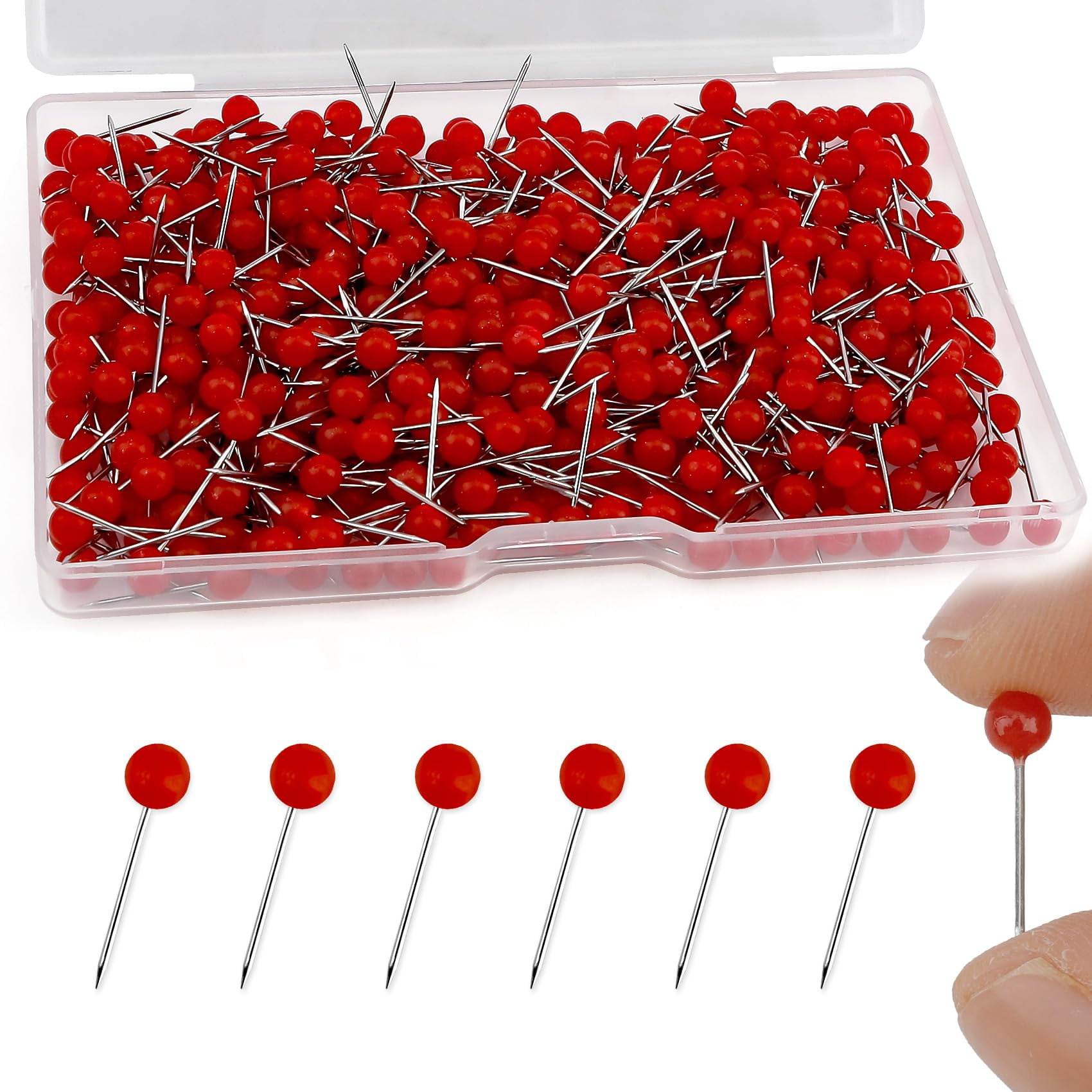 Yeeaulpa 500 Pack Map Push Pins Map Tacks 1/8 Inch Small Size (Red ...