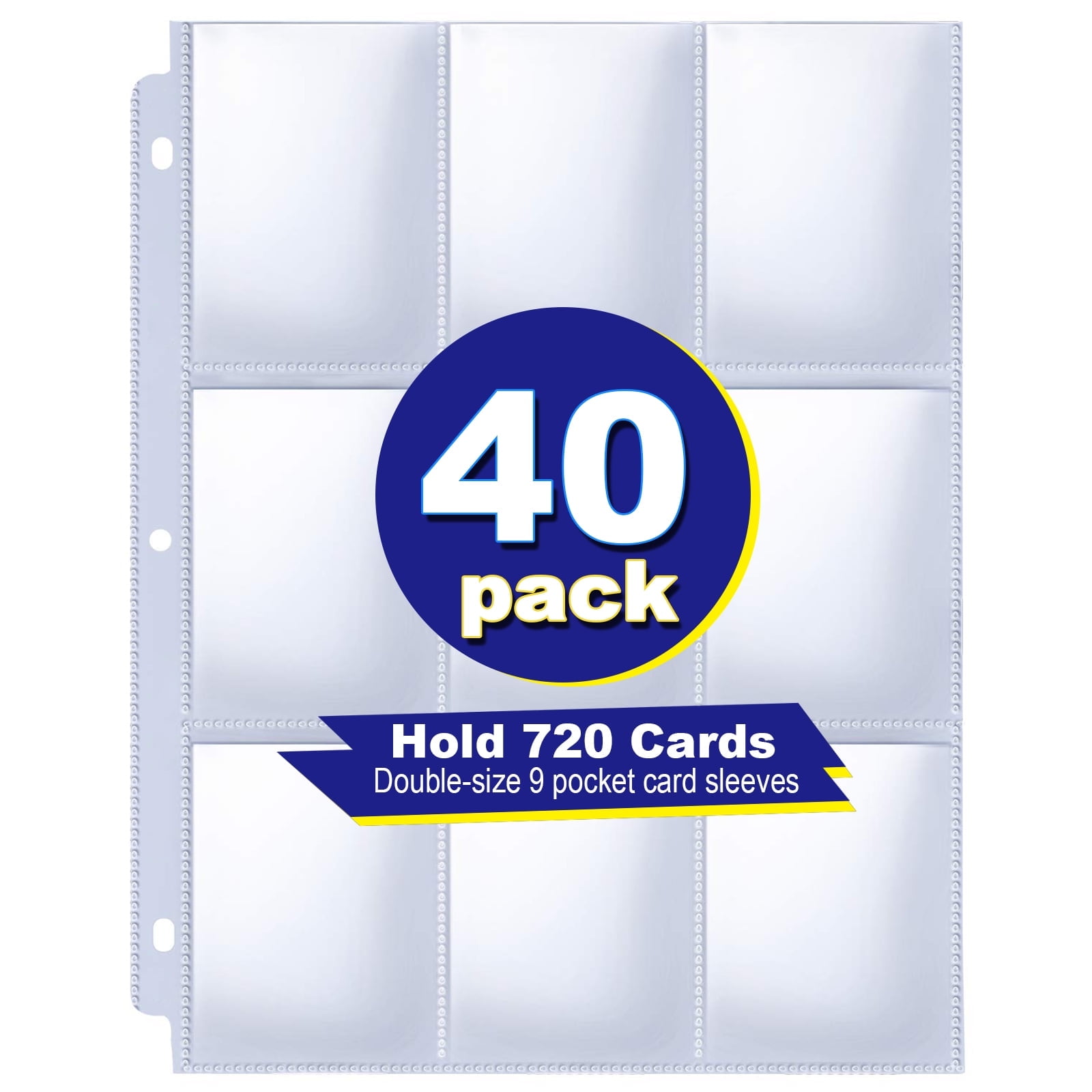 "Yeeclot 9-Pocket Card Binder Sleeves, Double-Sided Plastic Protector ...