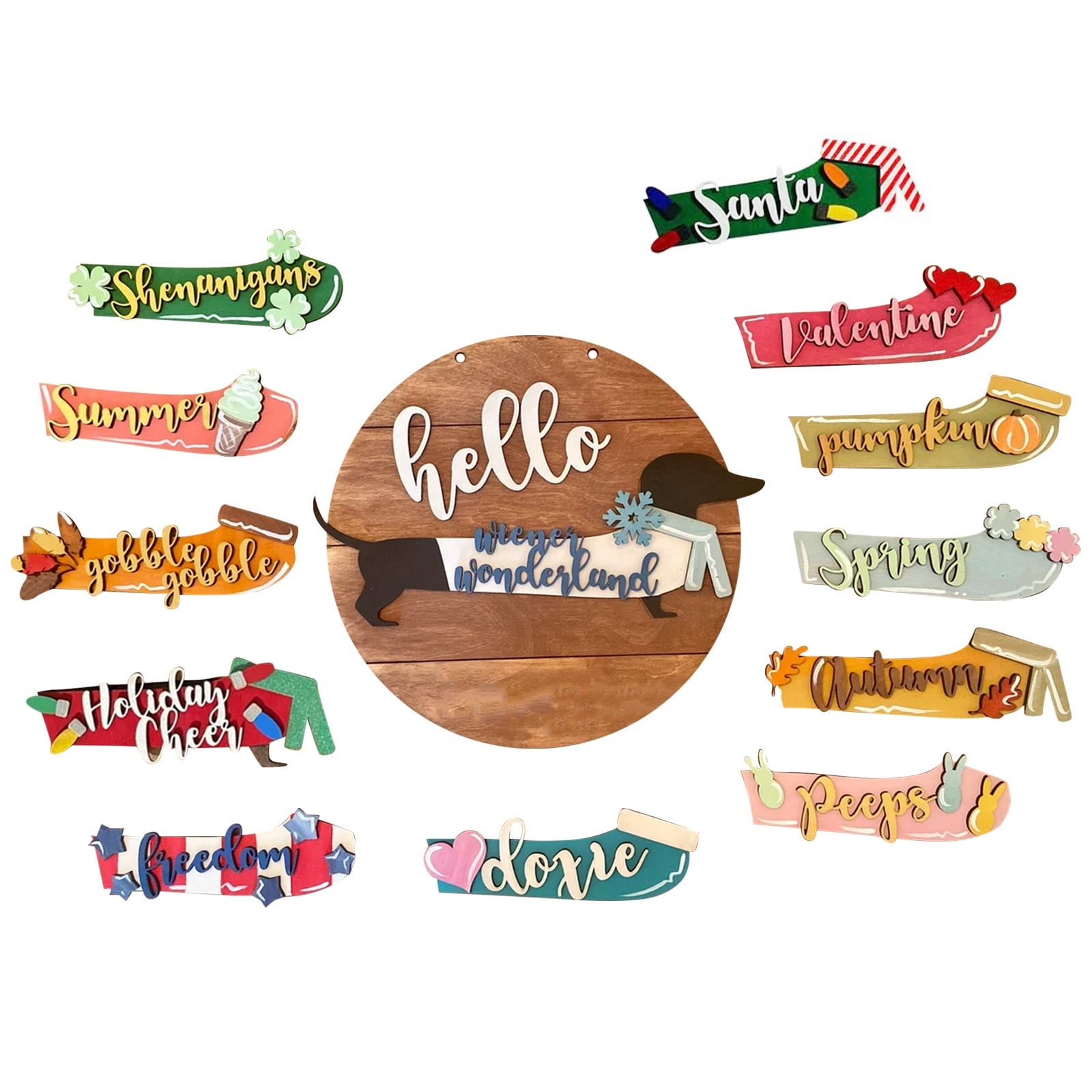 Yeeftub Hello Sign for Front Door Decor Summer Wreath Hanging Door ...