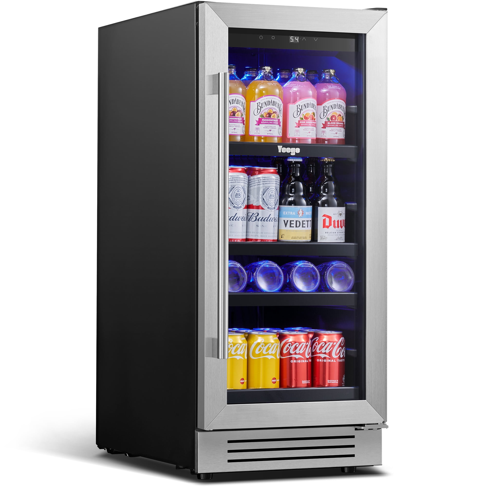 "Yeego 15"" Stainless Steel Beverage Cooler, 80 Cans, Built-in ...