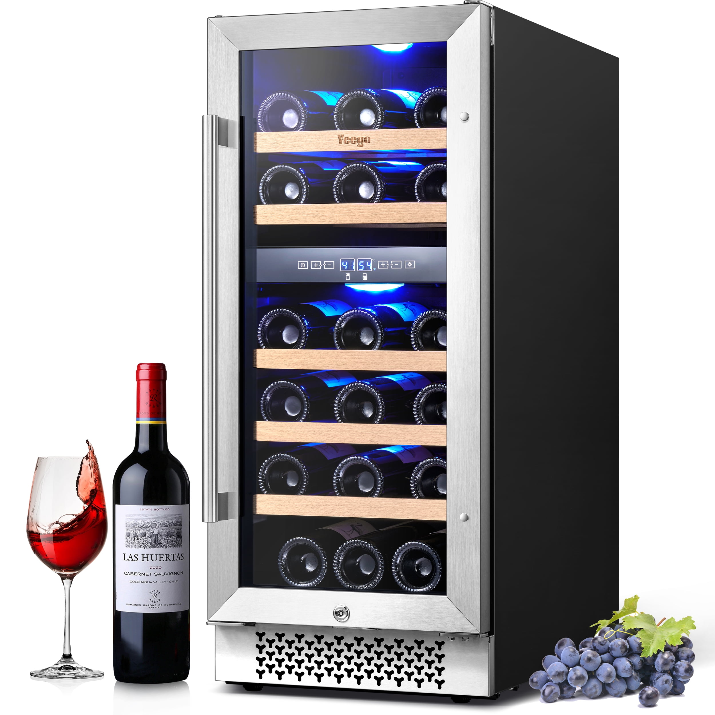 Yeego 15" Wine Refrigerator, 28 Bottle Dual Zone Wine Cooler Fridge ...