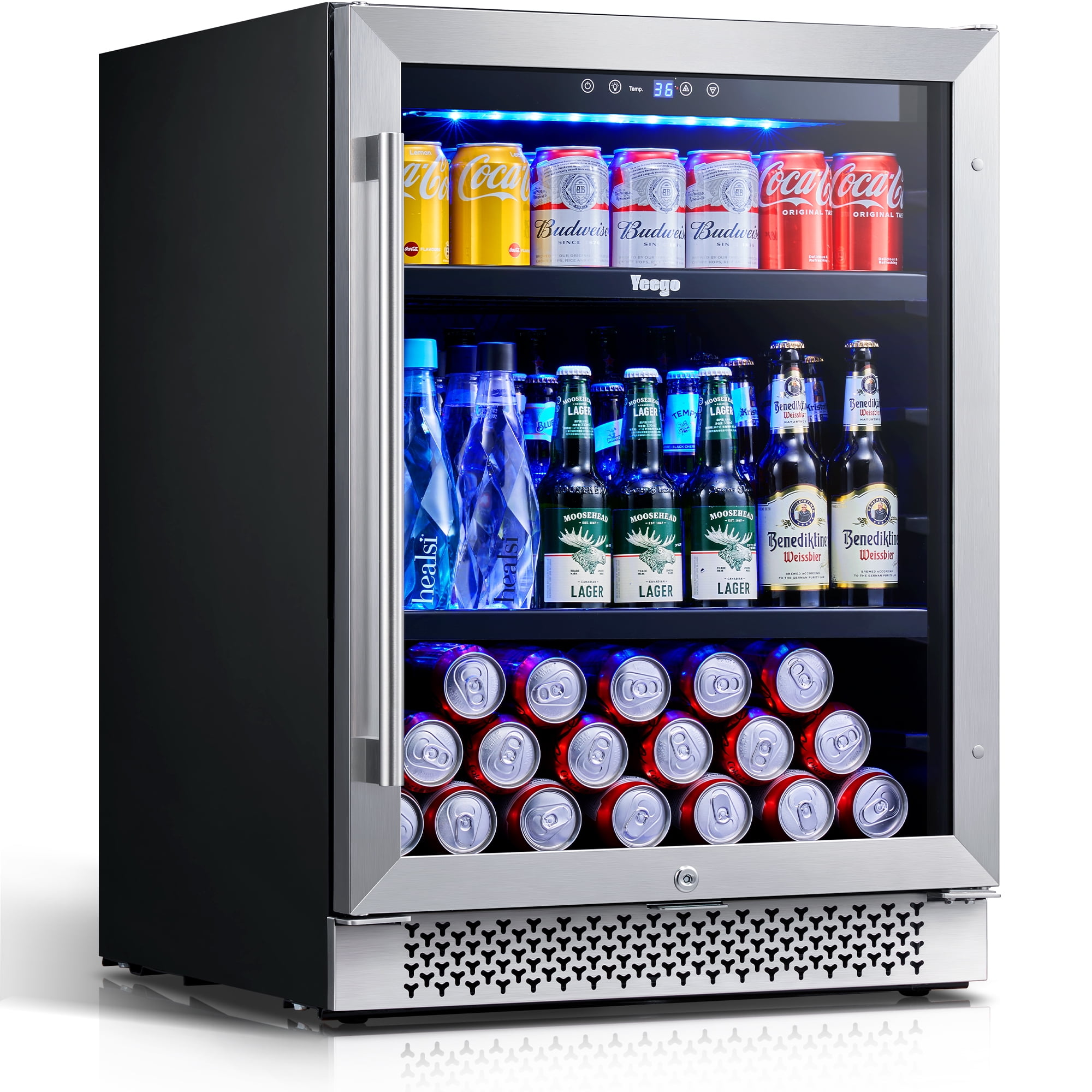 Yeego 24 Inch Beverage Refrigerator Cooler,180 Cans Beverage Beer ...