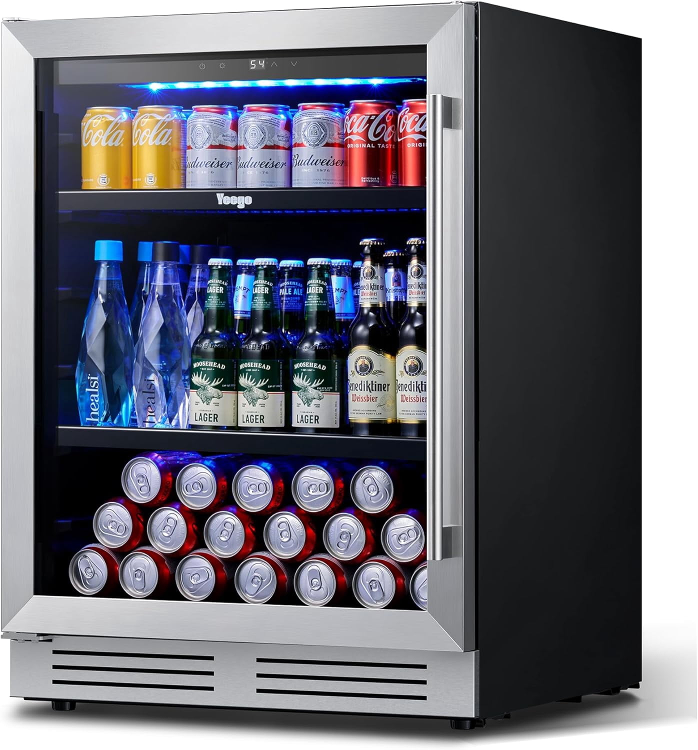 Yeego 24 Inch Beverage Refrigerator Cooler, 180 Cans Drinks Beer Soda ...