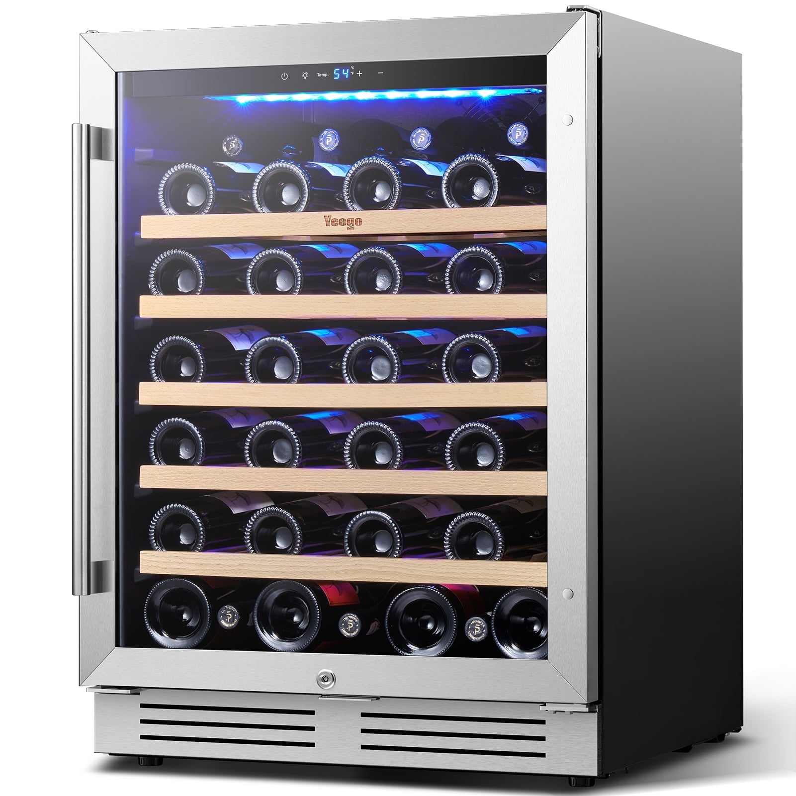 "Yeego 24"" Freestanding Wine Cooler Refrigerator, 52 Bottles Capacity ...