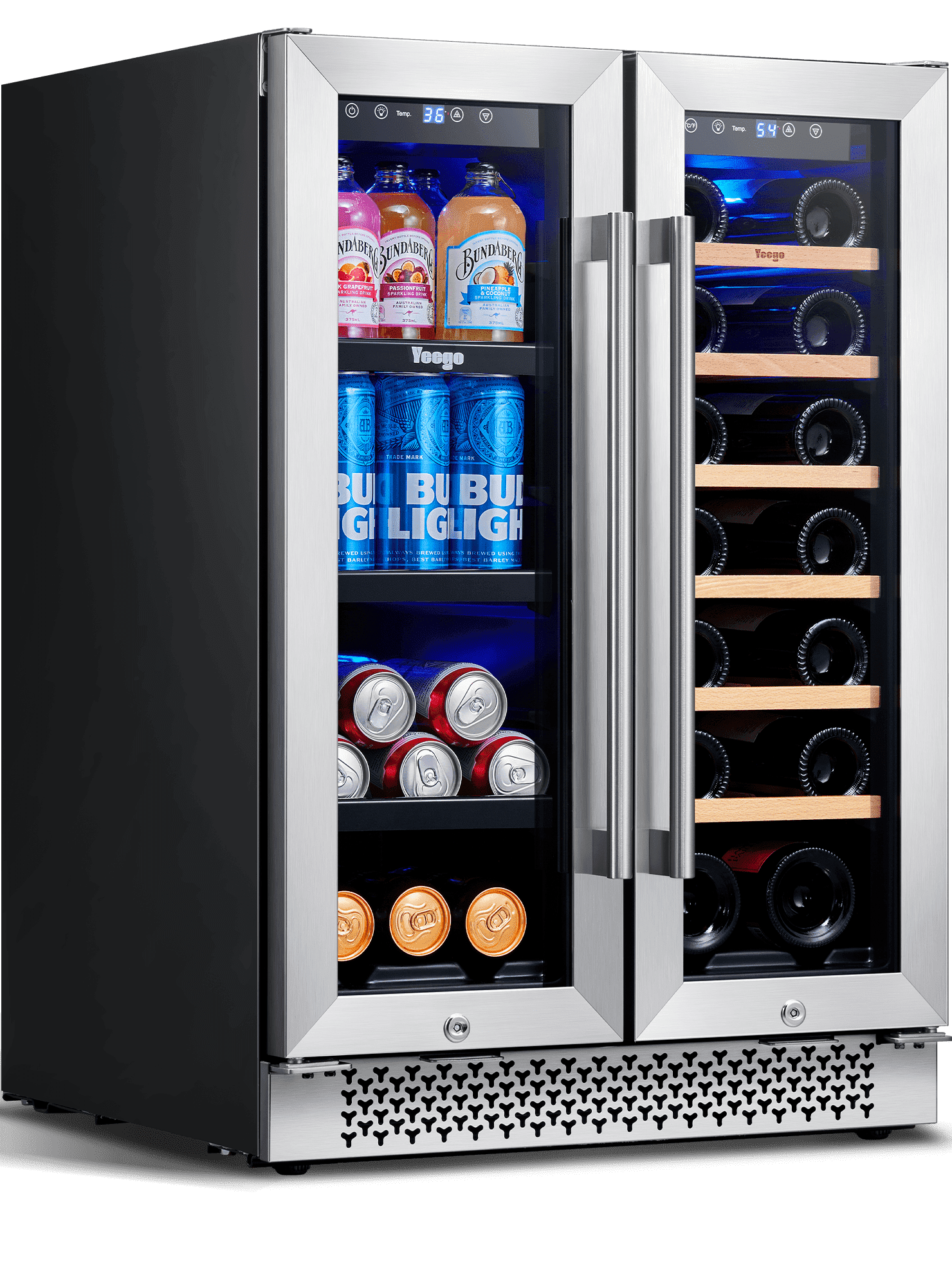 "Yeego 24"" Counter Wine/Beverage Fridge, Dual Zone, Safety Locks, 20 ...