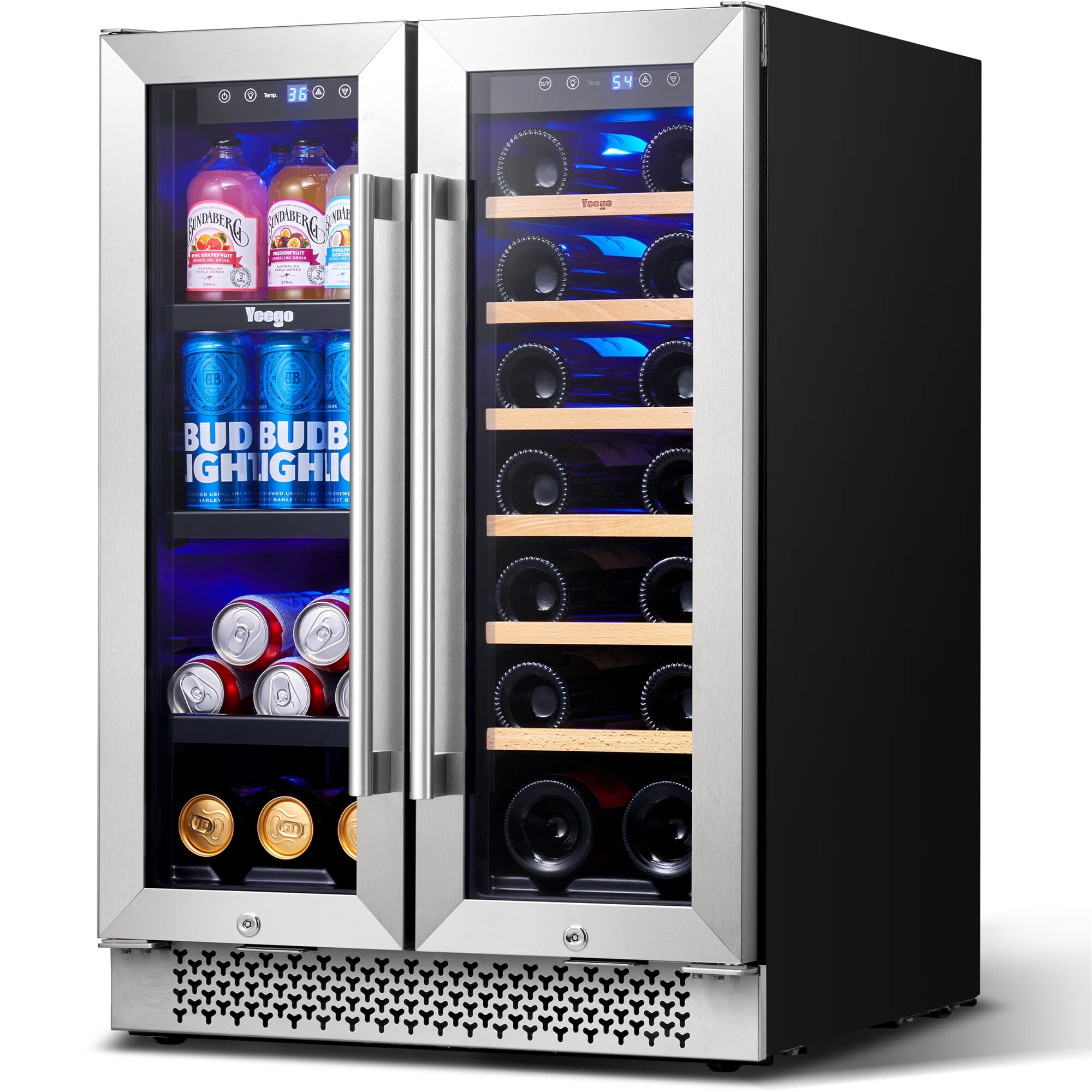 Yeego 24 inch Wine and Beverage Refrigerator, Dual Zone Wine Beer ...