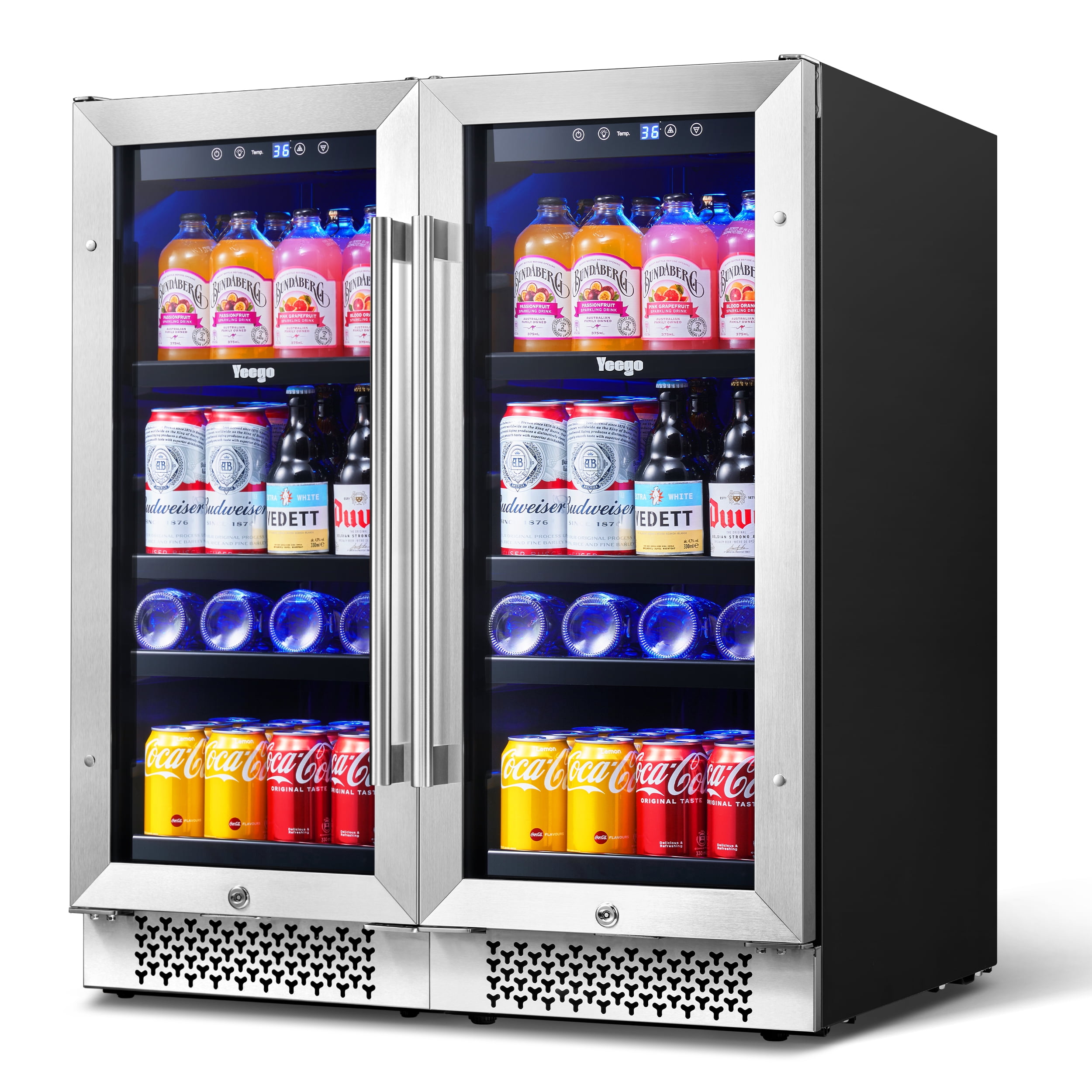 Yeego 30" Beverage Refrigerator, Two 15'' Beverage Coolers Side-by-Side ...