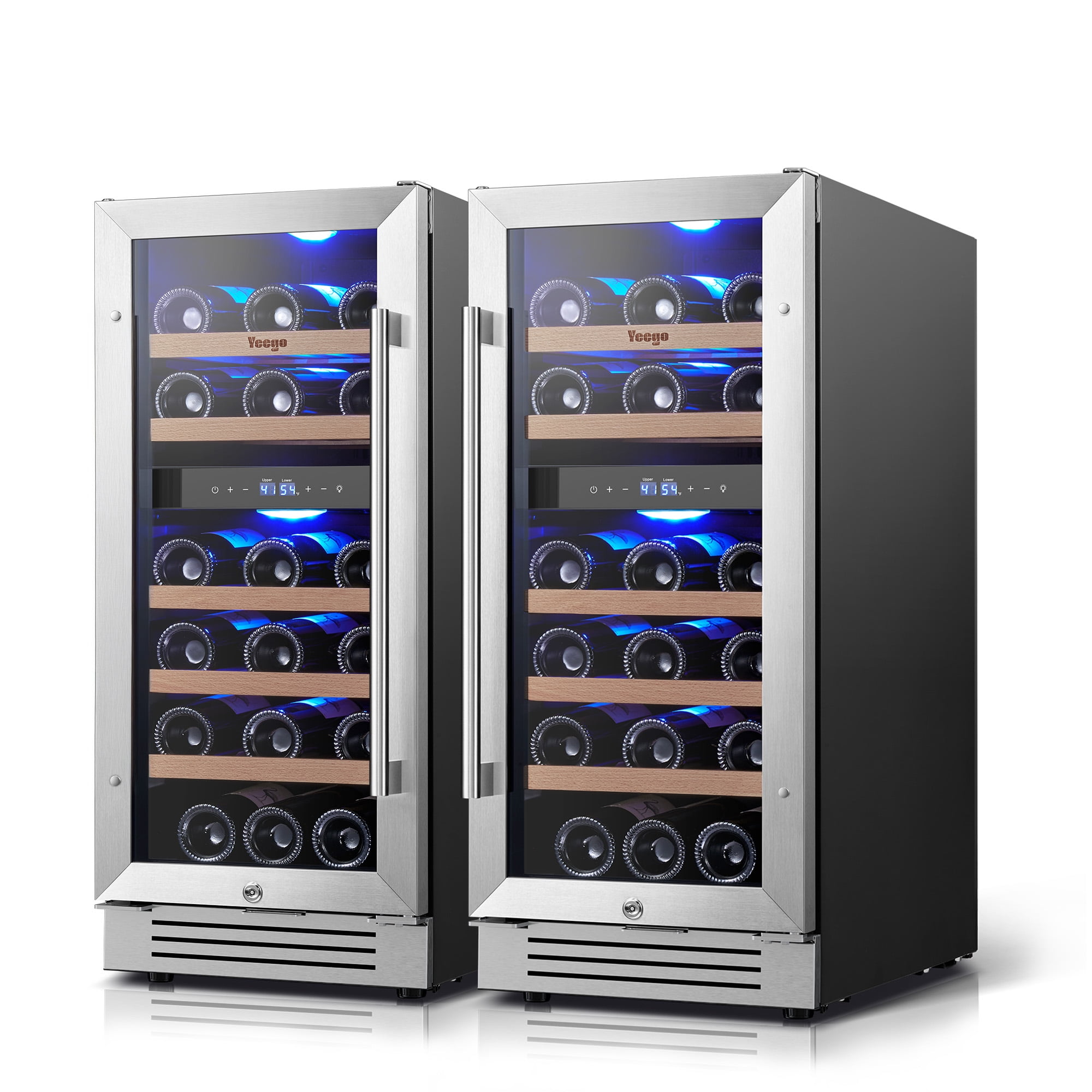 Yeego 30" Wine Refrigerator, Built-in and Freestanding Dual Zone UnderCounter Wine Cooler, Hold ...