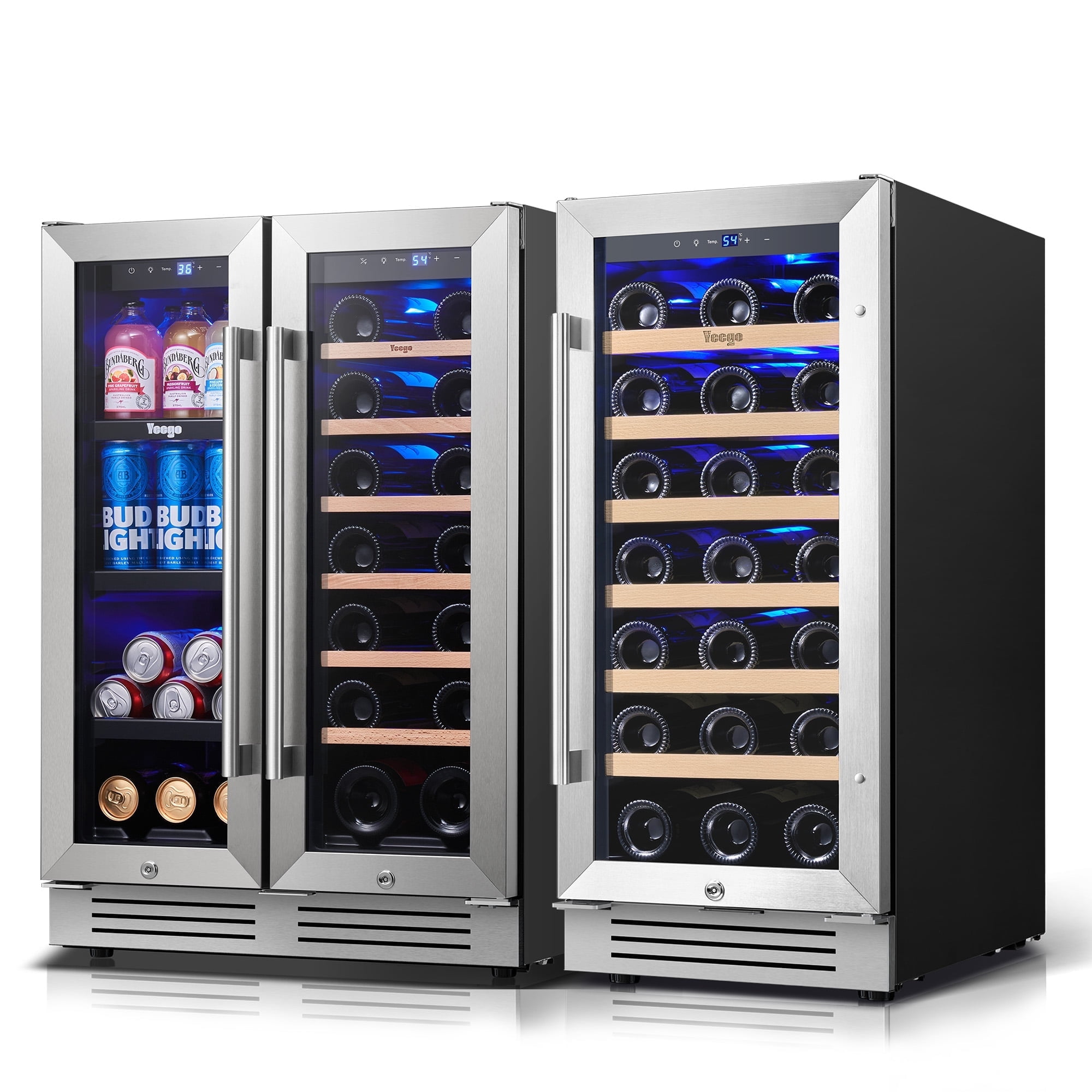 Yeego 39" Wine and Beverage Refrigerator - 24'' & 15'' Wine Cooler Built-in Dual zone Under ...