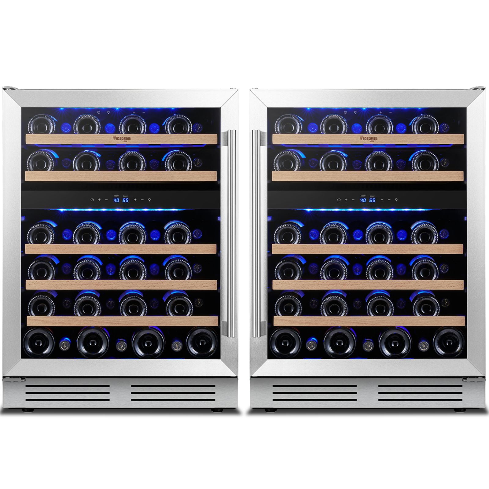 Yeego 48" Wine Refrigerator, 92 Bottles Dual Zone Wine Cooler Fridge Built-in or Freestanding ...