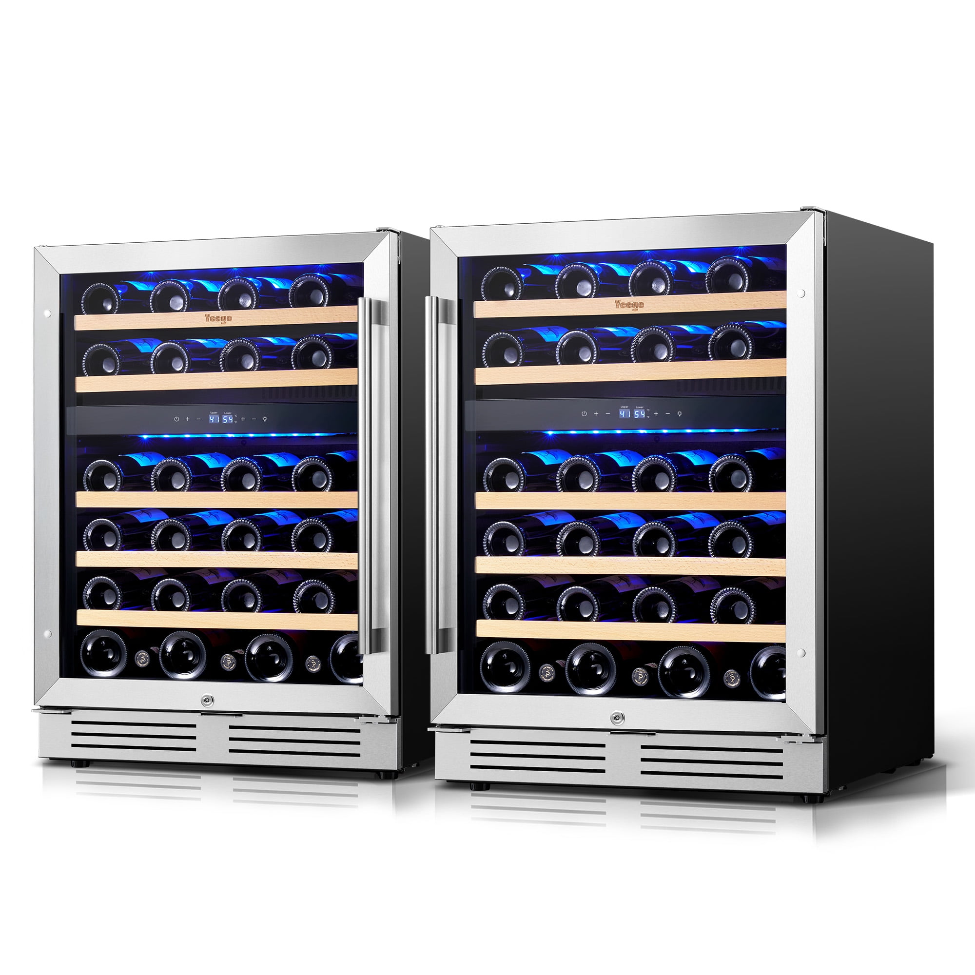 Yeego 48" Wine Refrigerator, 92 Bottles Dual Zone Wine Cooler Fridge Built-in or Freestanding ...
