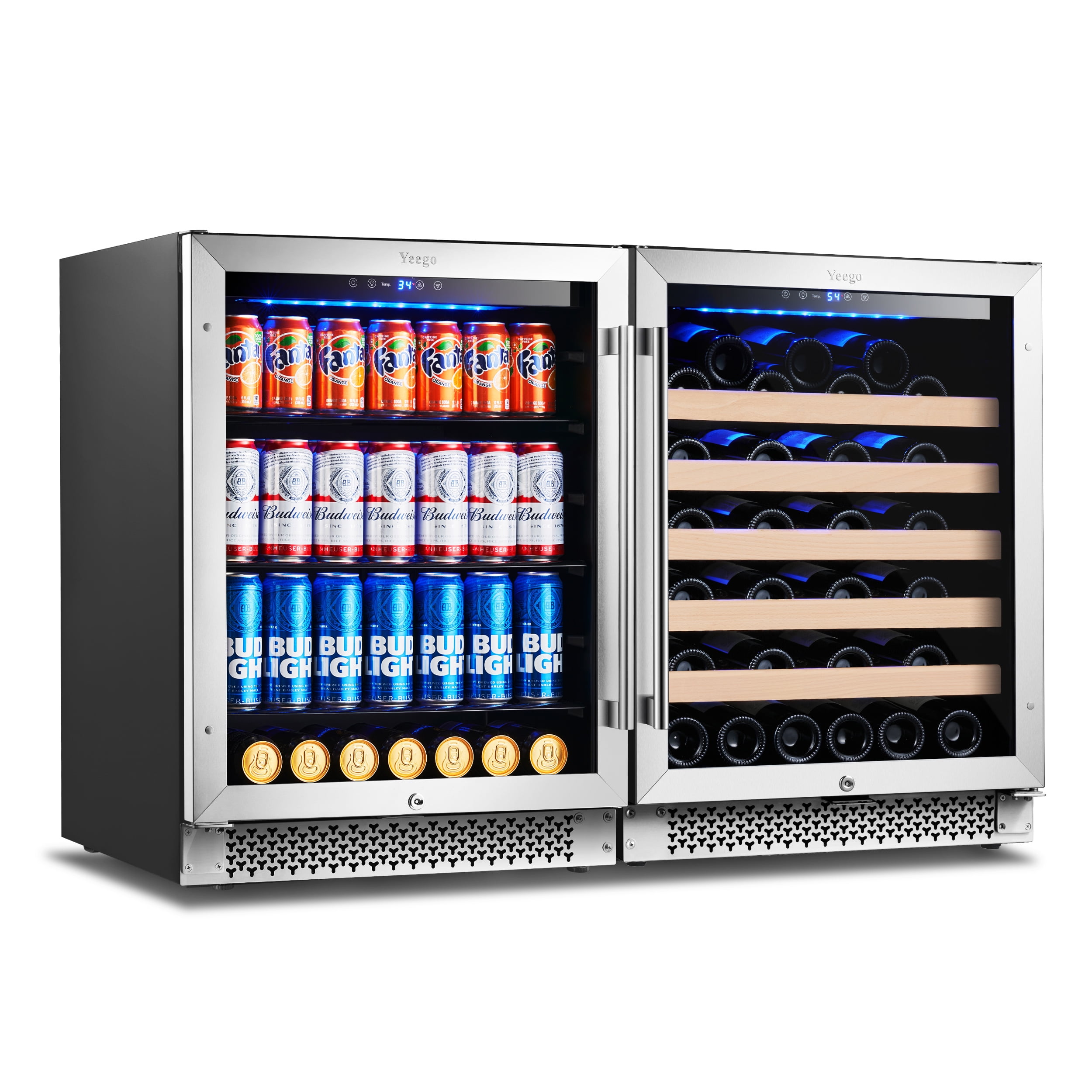 Yeego 48 inch Wine Cooler and Beverage Refrigerator, 2×24'' Wine Cooler ...