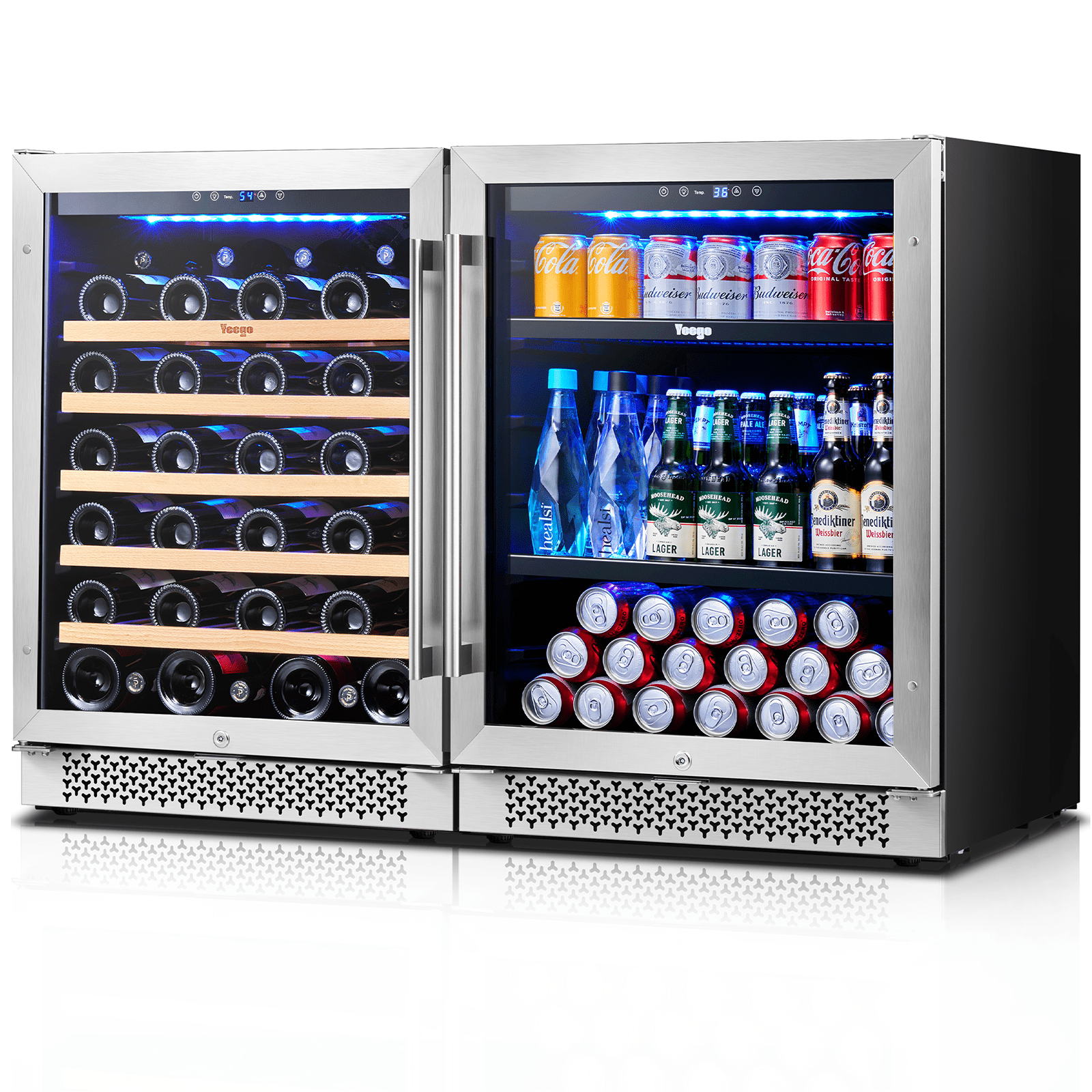 Yeego 48 inch Wine Cooler and Beverage Refrigerator, 2×24'' Wine Cooler ...