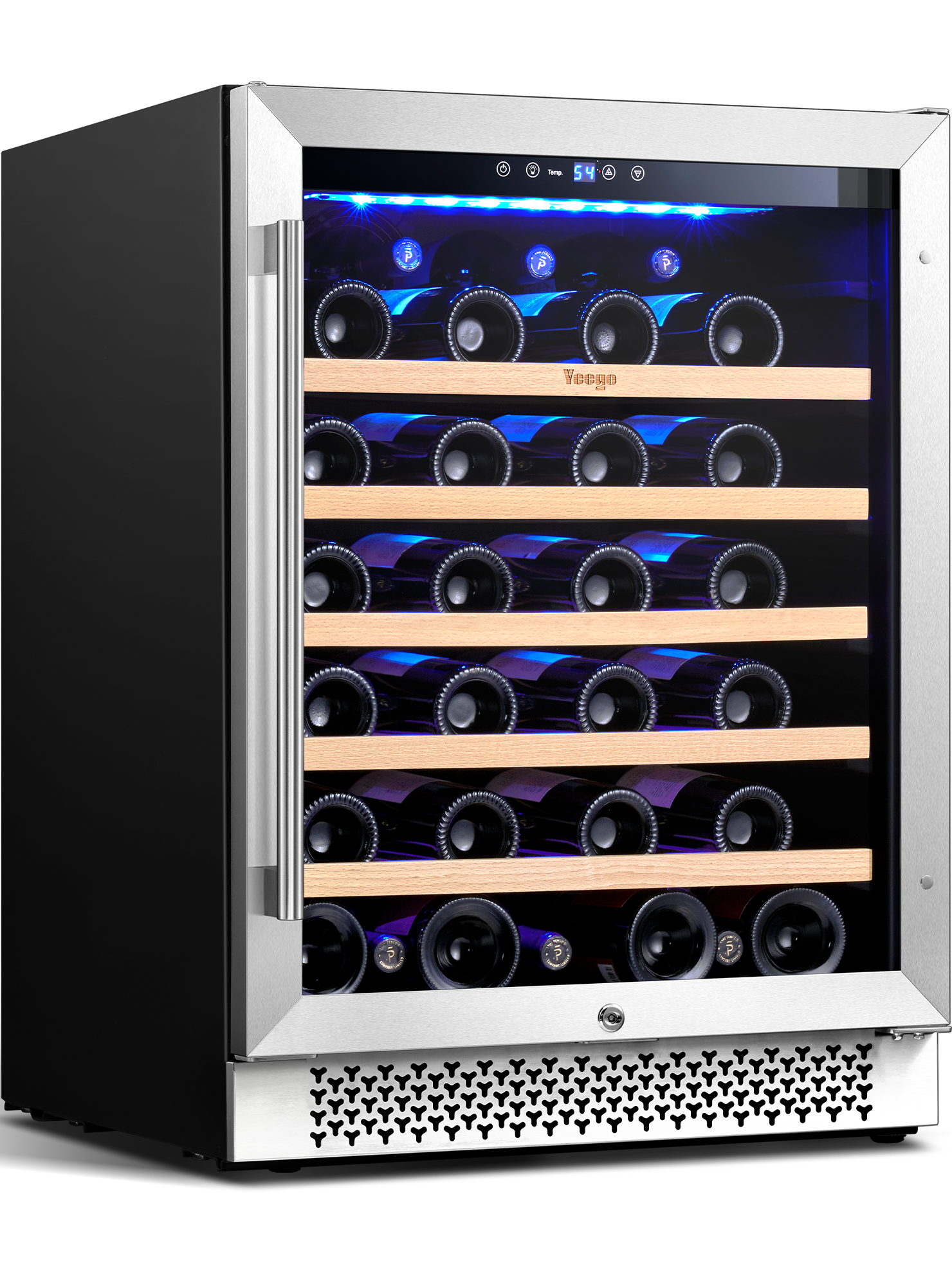 Yeego 52 Bottle Wine Cooler Fridge, 24" Tempered Glass Door Wine Cellar ...