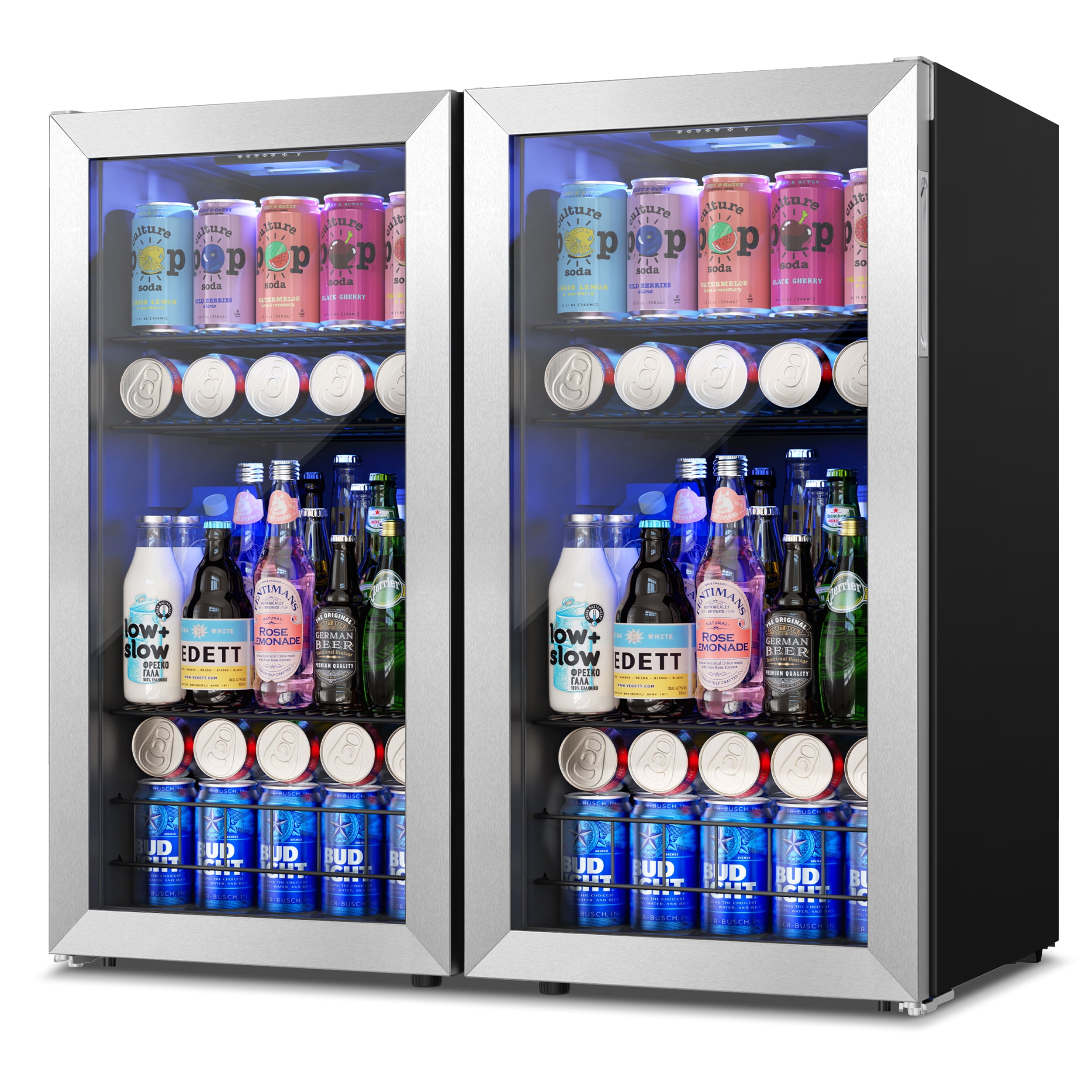 Yeego Beverage Cooler, Freestanding Beverage Refrigerator with Glass ...