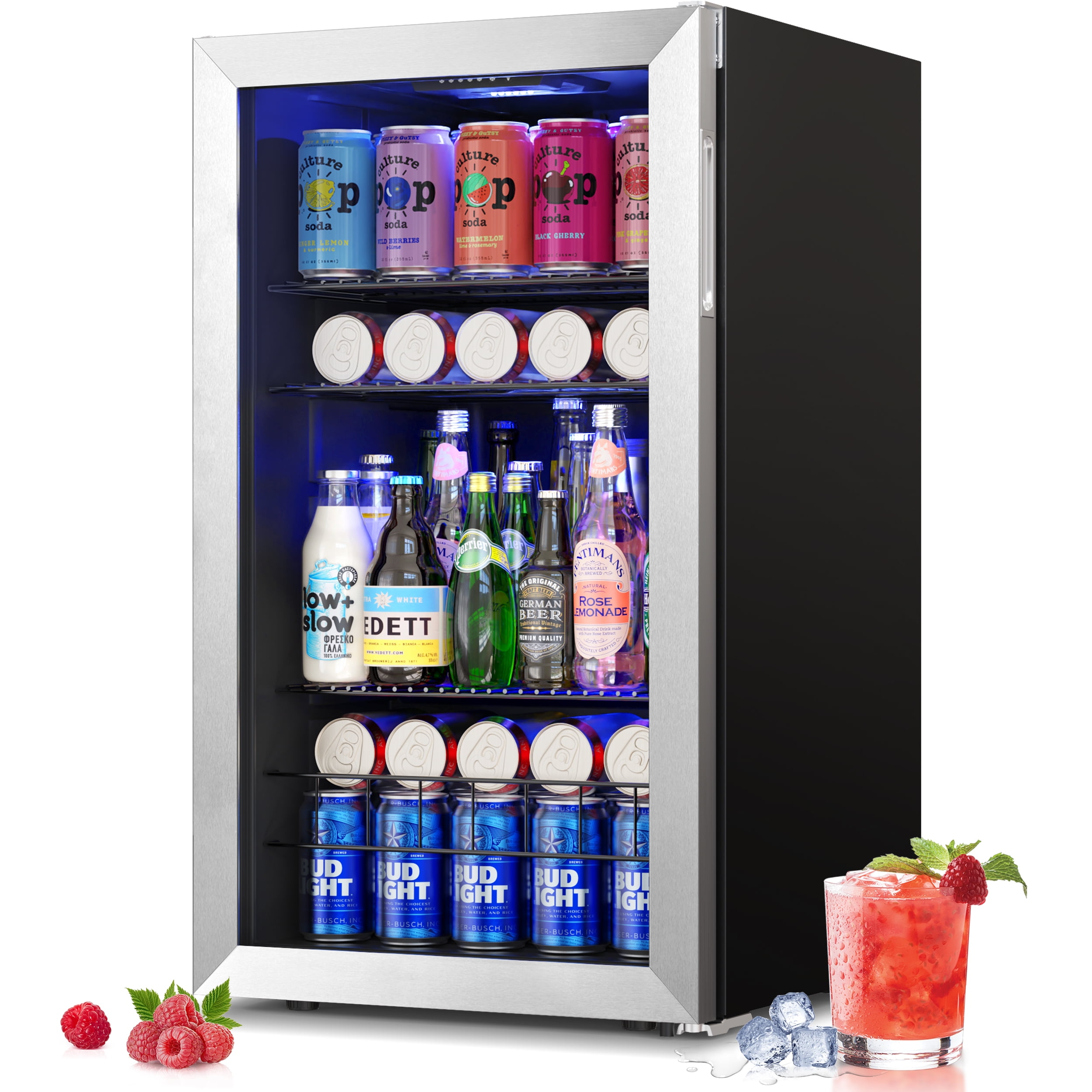 Yeego Beverage Cooler Refrigerator, Beer Chiller, Liquor Fridge, 102 ...