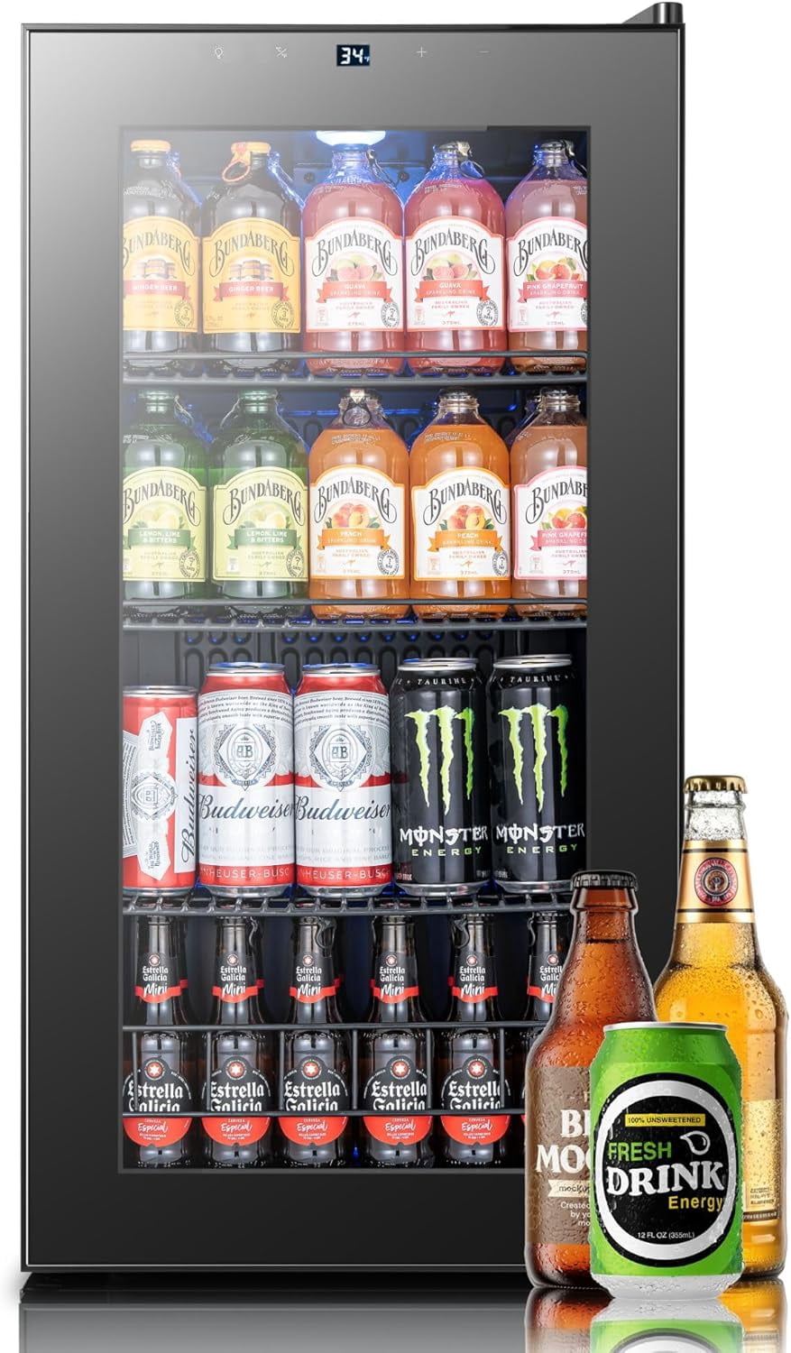 Yeego Mini Beverage Fridge, Small Drinks Beer Bar Cooler with Glass ...