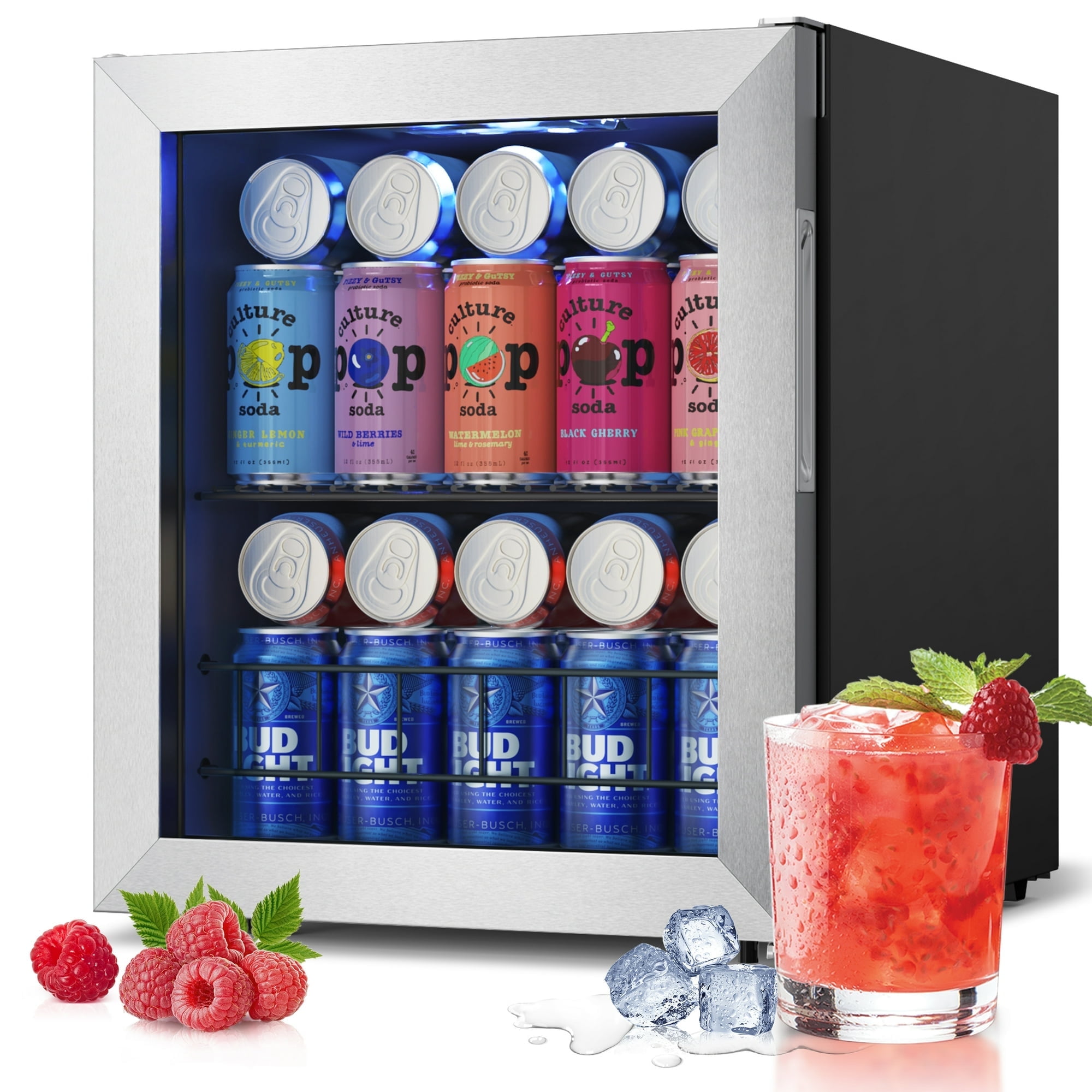 Yeego Mini Beverage Fridge, Small Drinks Beer Bar Cooler with Glass ...