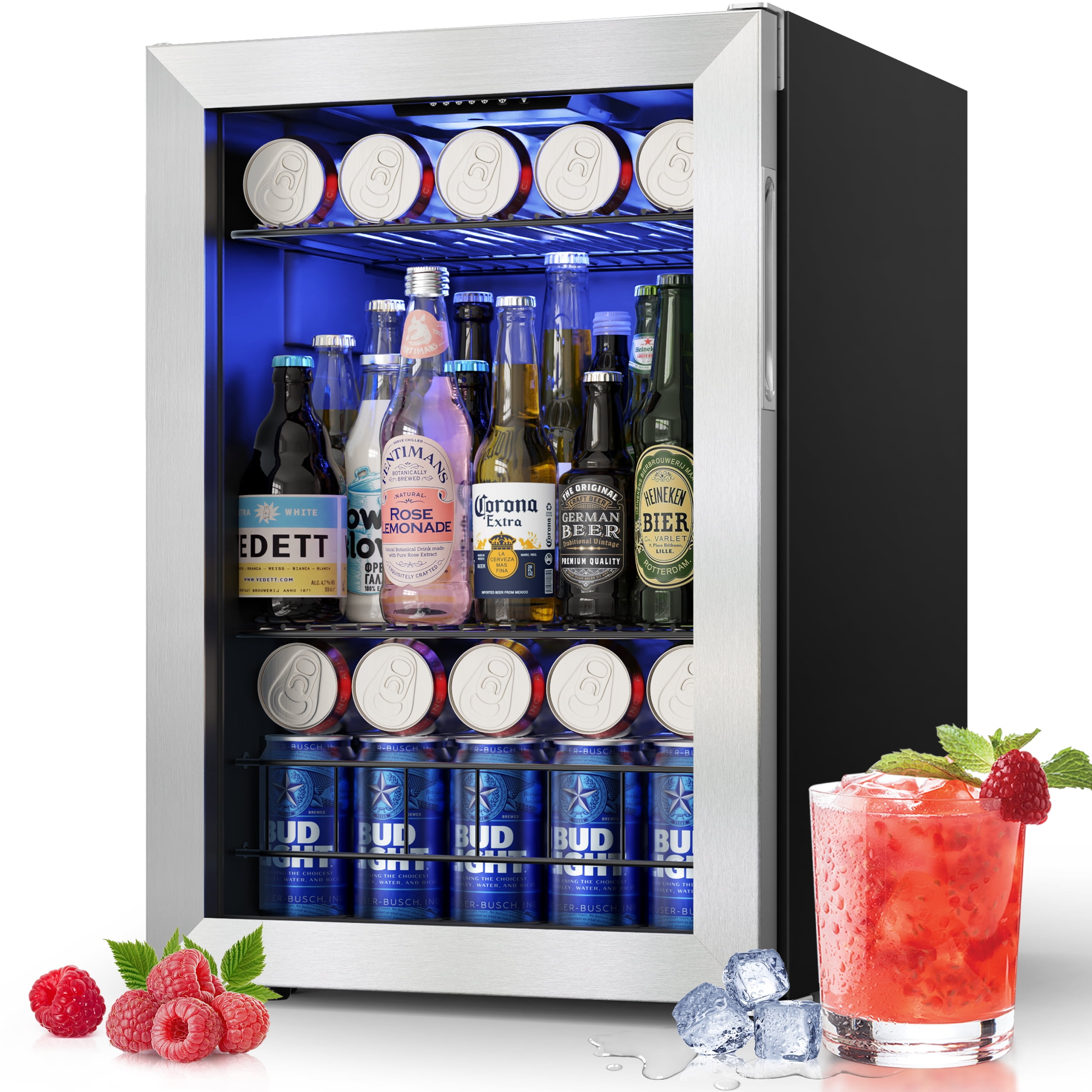 Yeego Mini Beverage Refrigerator Cooler, Glass Door Drink Fridge, 77-80 ...