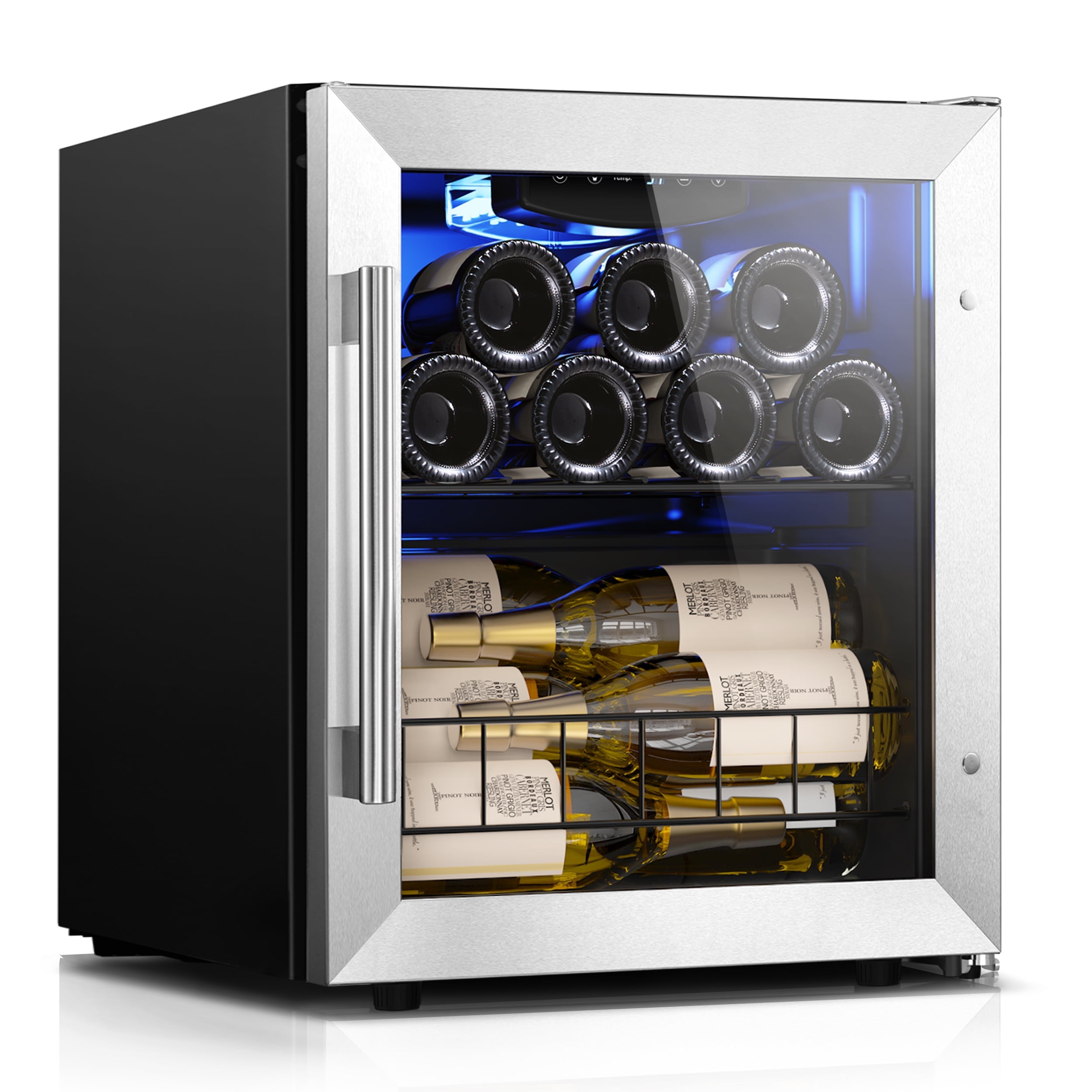 Yeego Wine Cooler, Freestanding Mini Wine Refrigerator with Glass Door ...