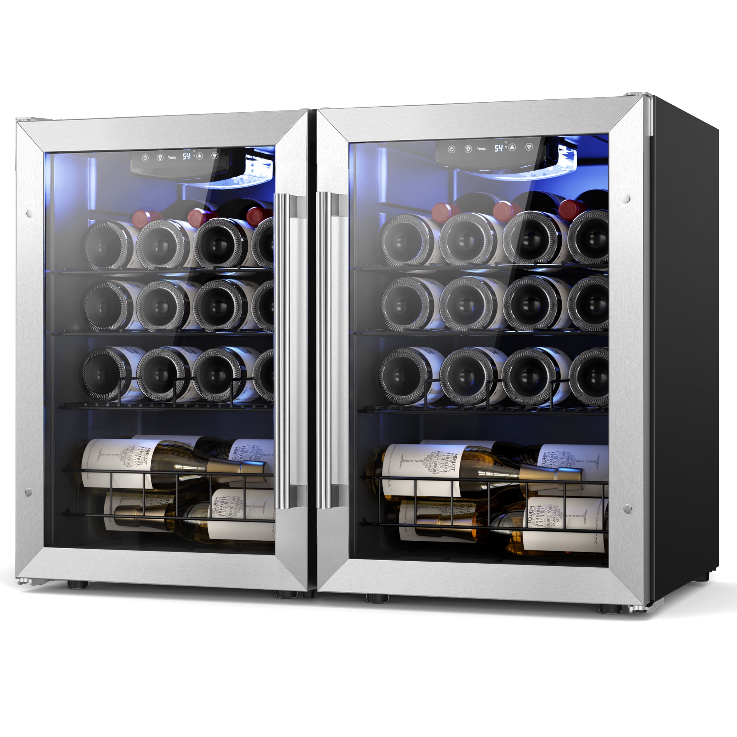 Yeego Wine Cooler Refrigerator, 40 Bottle Wine Fridge Freestanding Wine Cellars Glass Door for ...