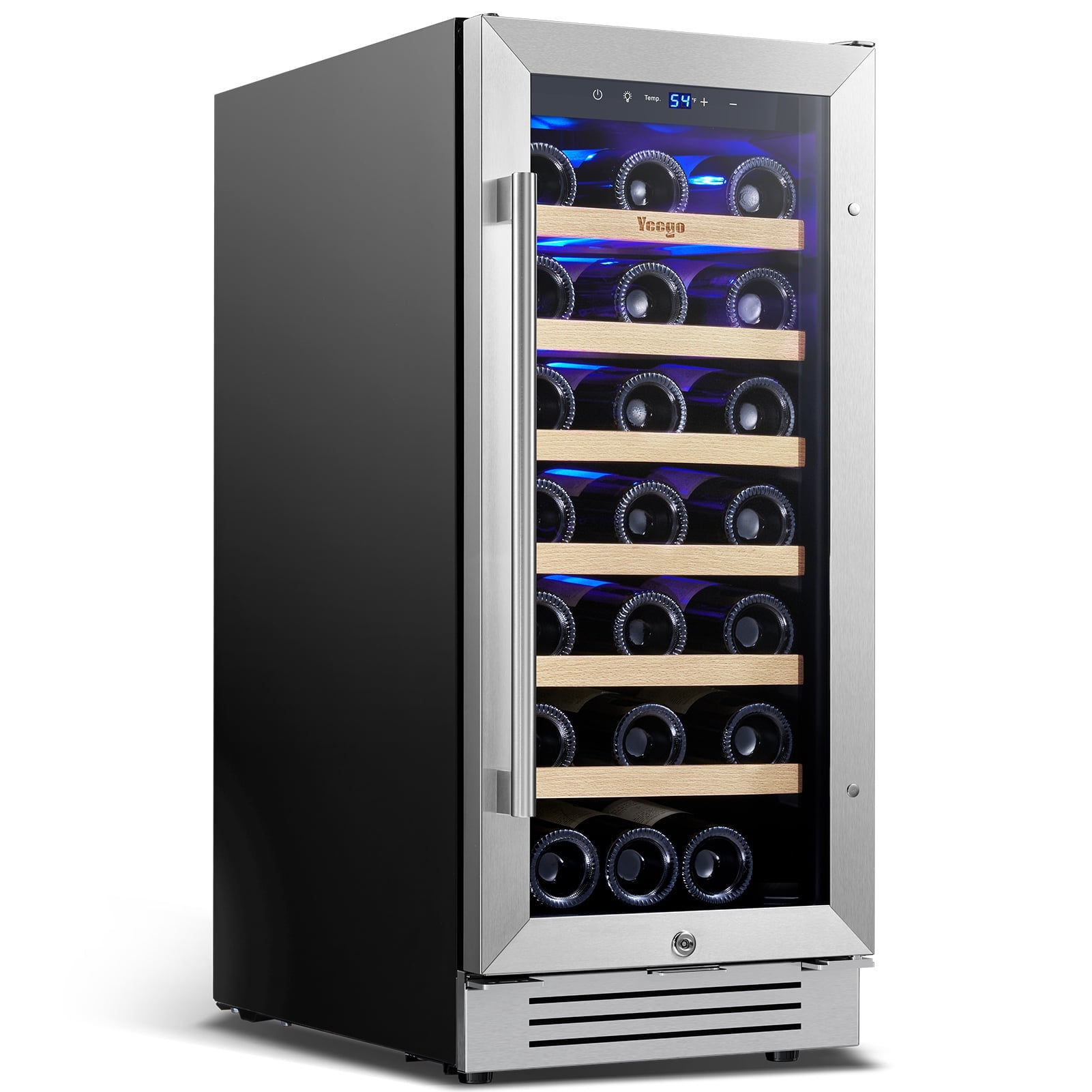 Yeego Wine Fridge, 15 Inch 33 Bottles Wine Cooler with Glass Door, Wine Refrigerator with ...