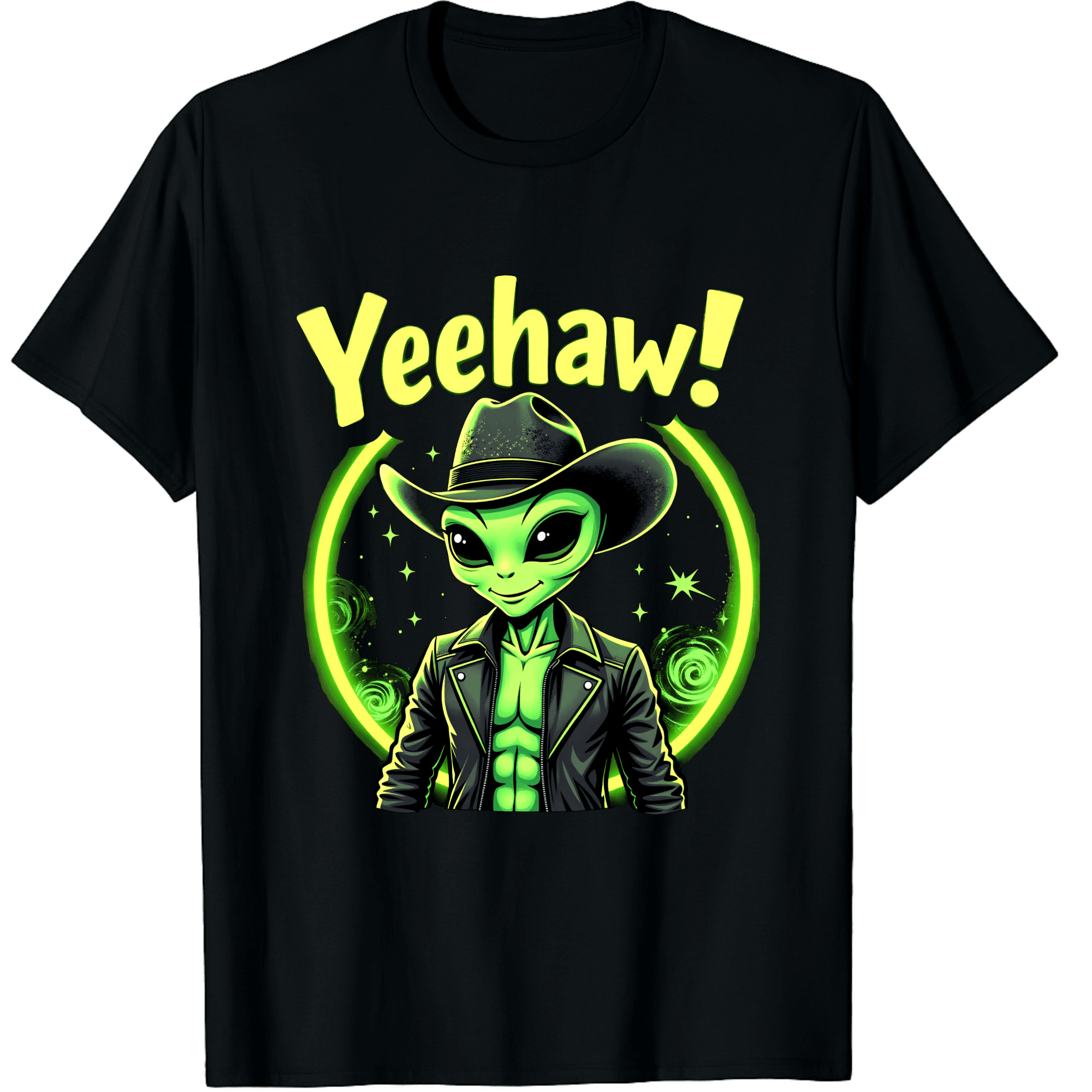 Yeehaw Alien Cowboy Neon Green Unisex T-Shirt - Walmart.com