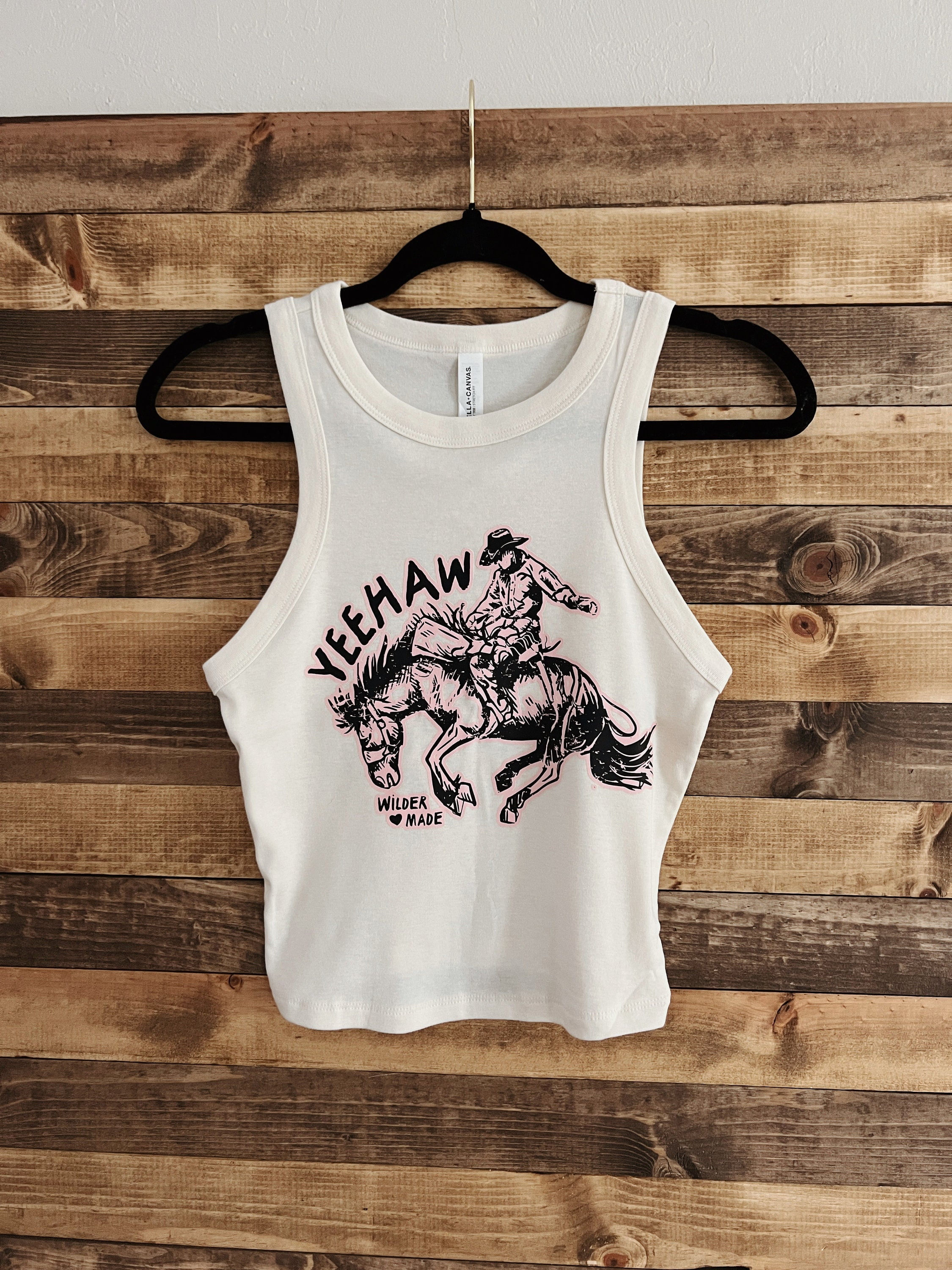 Yeehaw Buckin’ Cowboy Micro Ribbed Racerback Tank - Walmart.com