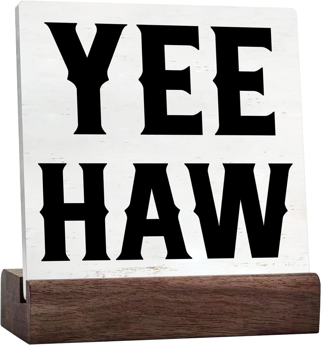 Yeehaw Western Cowboy Sign With Saying Desk Decor Country Rustic Art ...