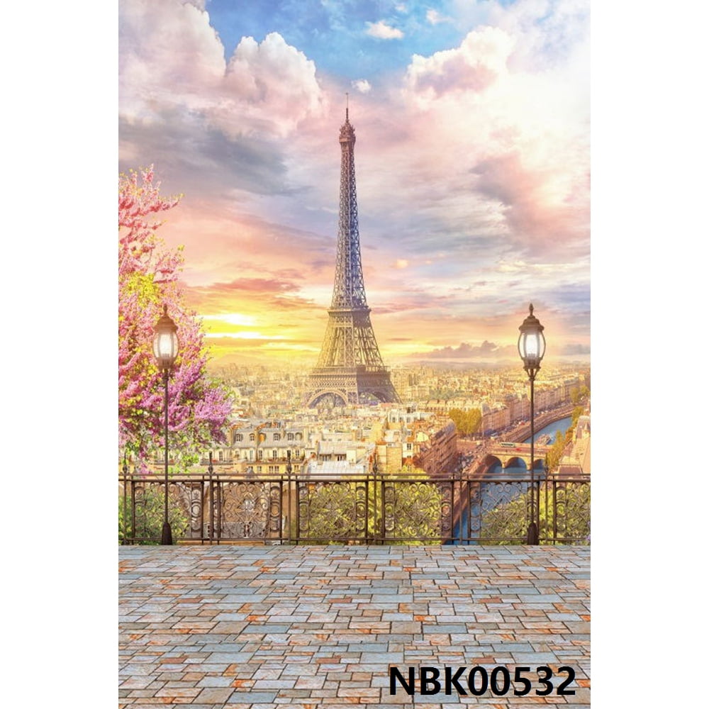 Yeele Eiffel Tower Garret Arch scenery Wedding Flower Backdrop Cloud ...