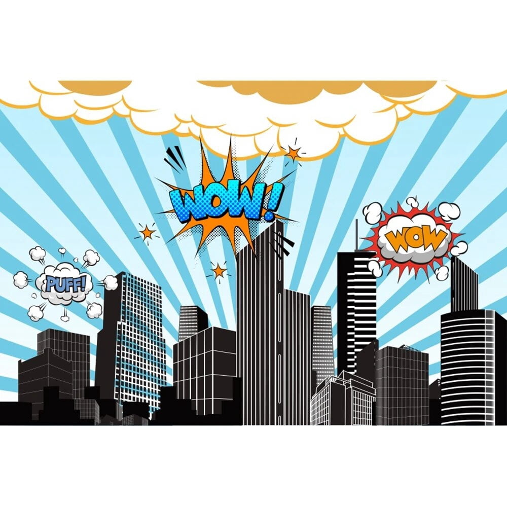 Yeele Superhero Baby Shower Birthday Backdrop City Building Super Hero ...