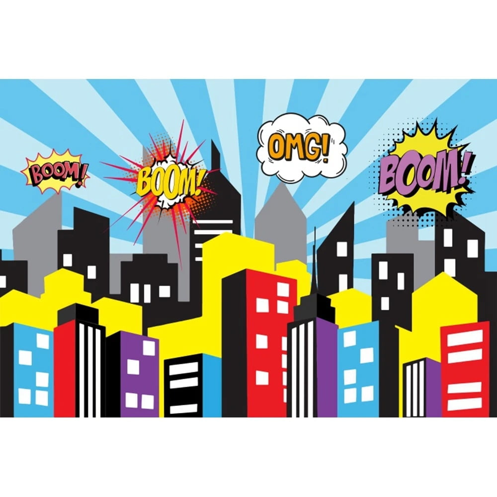 Yeele Superhero Baby Shower Birthday Backdrop City Building Super Hero ...