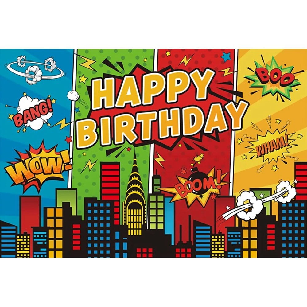 Yeele Superhero Baby Shower Birthday Backdrop City Building Super Hero ...
