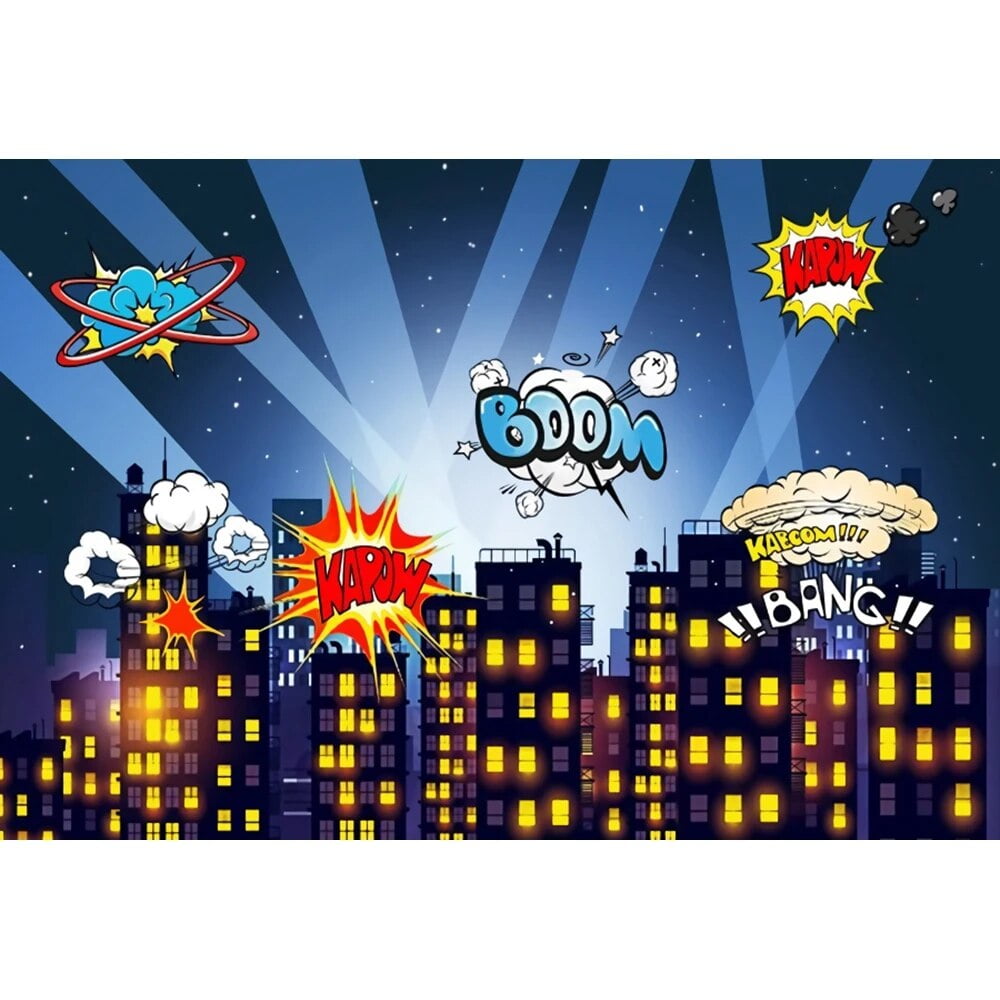 Yeele Superhero Baby Shower Birthday Backdrop City Building Super Hero ...