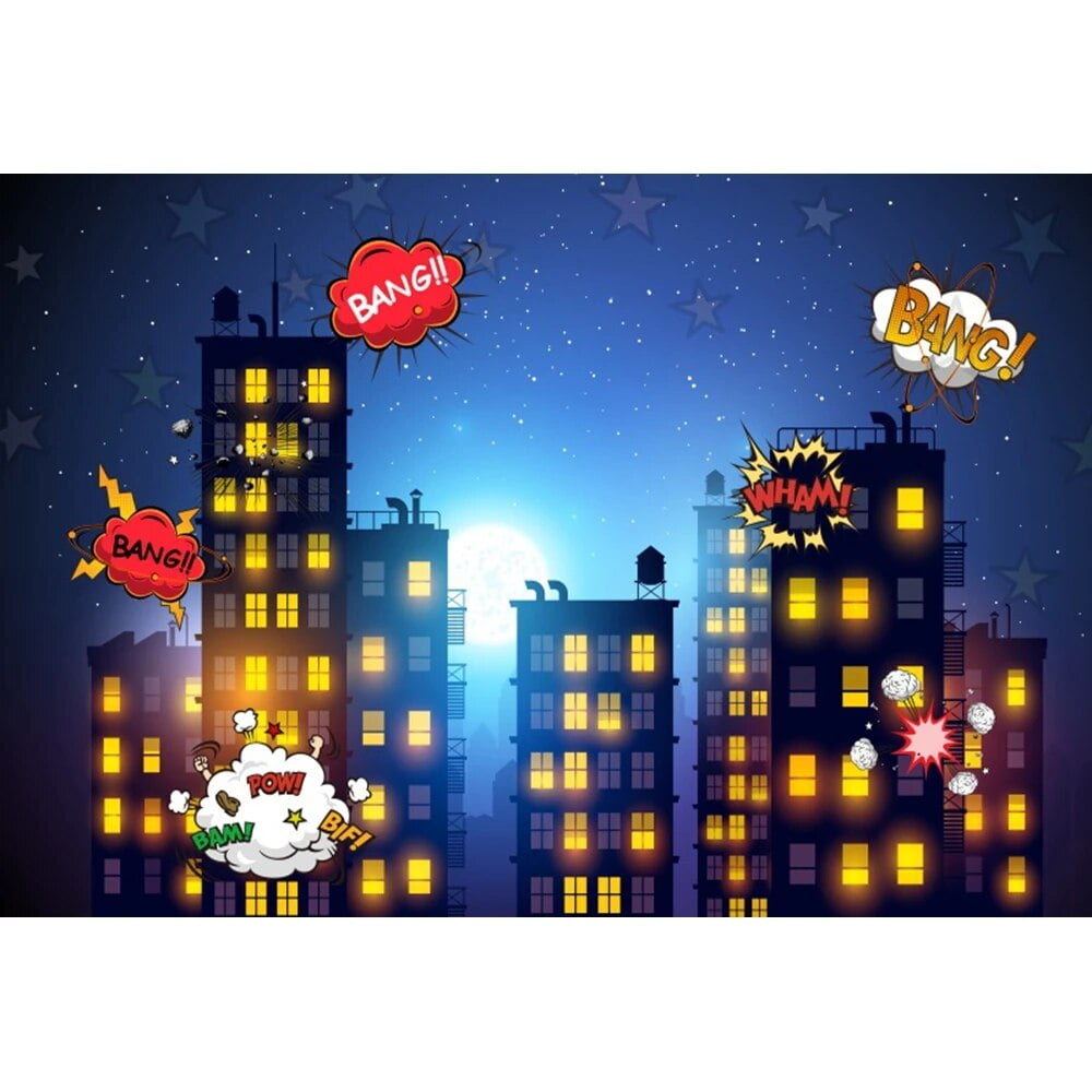 Yeele Superhero Baby Shower Birthday Backdrop City Building Super Hero ...