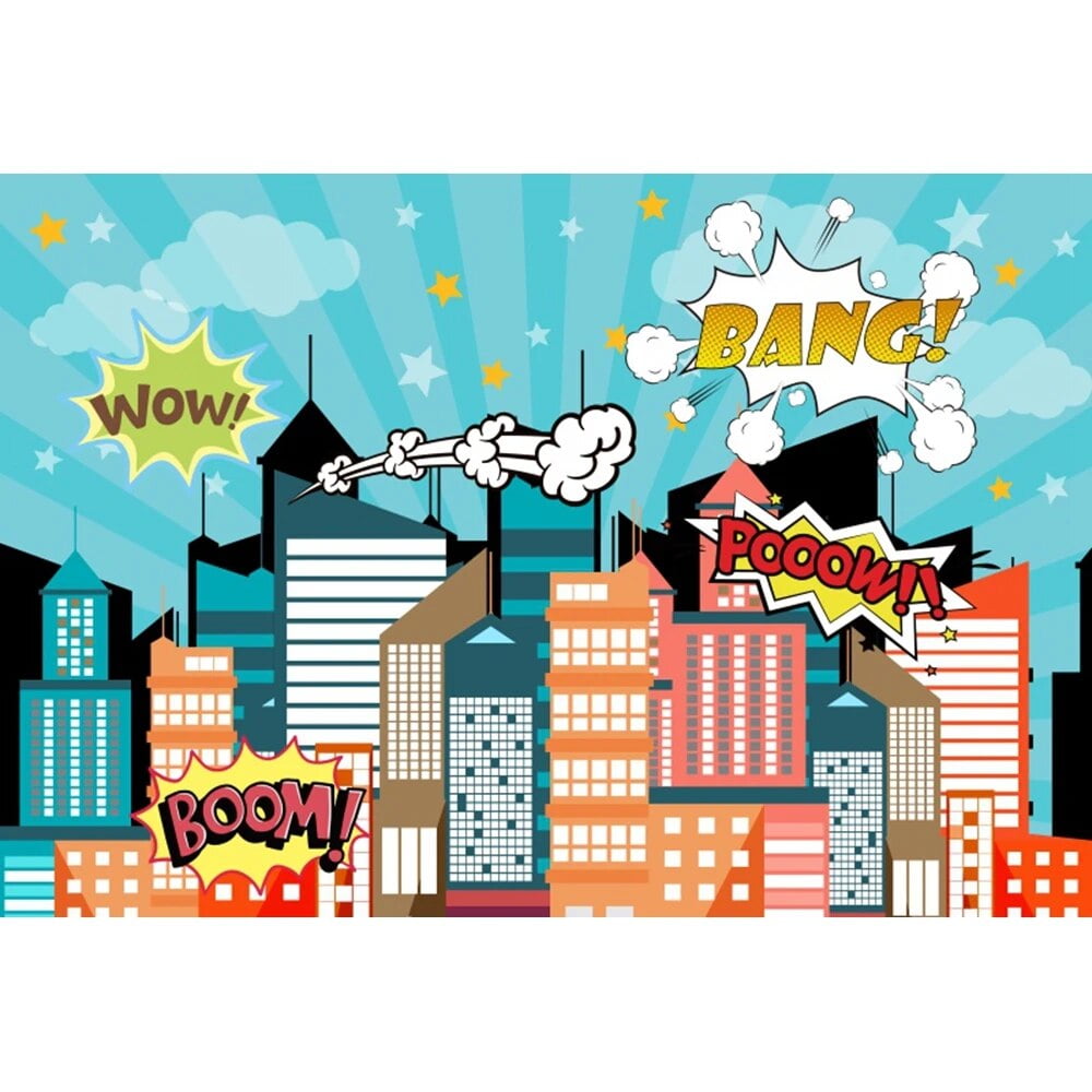 Yeele Superhero Baby Shower Birthday Backdrop City Building Super Hero ...