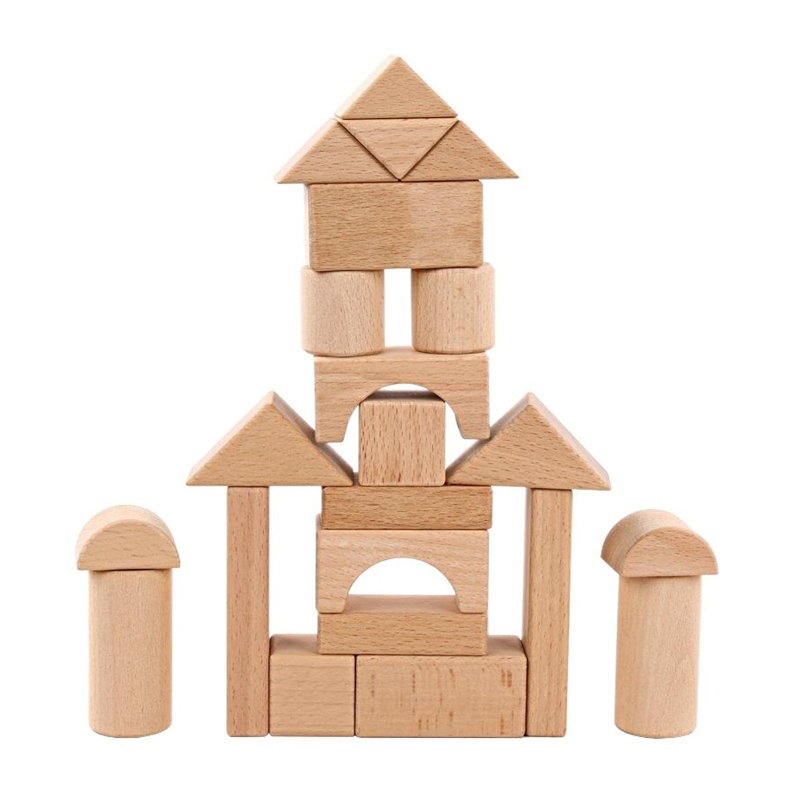 Yeeman Wooden Children's Wooden Boxed 22 Log Assembled Building Blocks ...