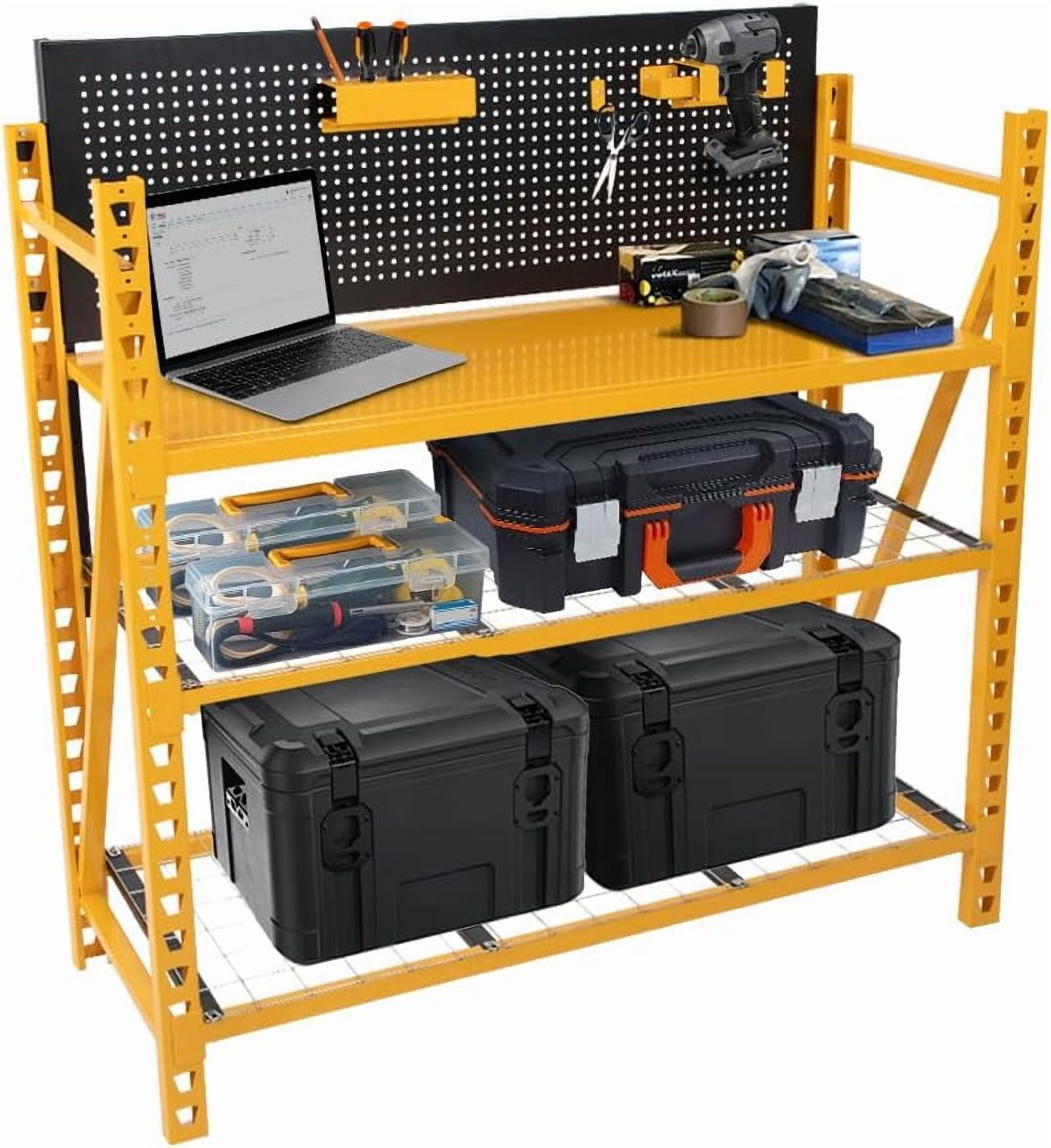 Yeeoy 50" Work Bench with Tool Hangers, 3-Shelf Storage Rack Work ...